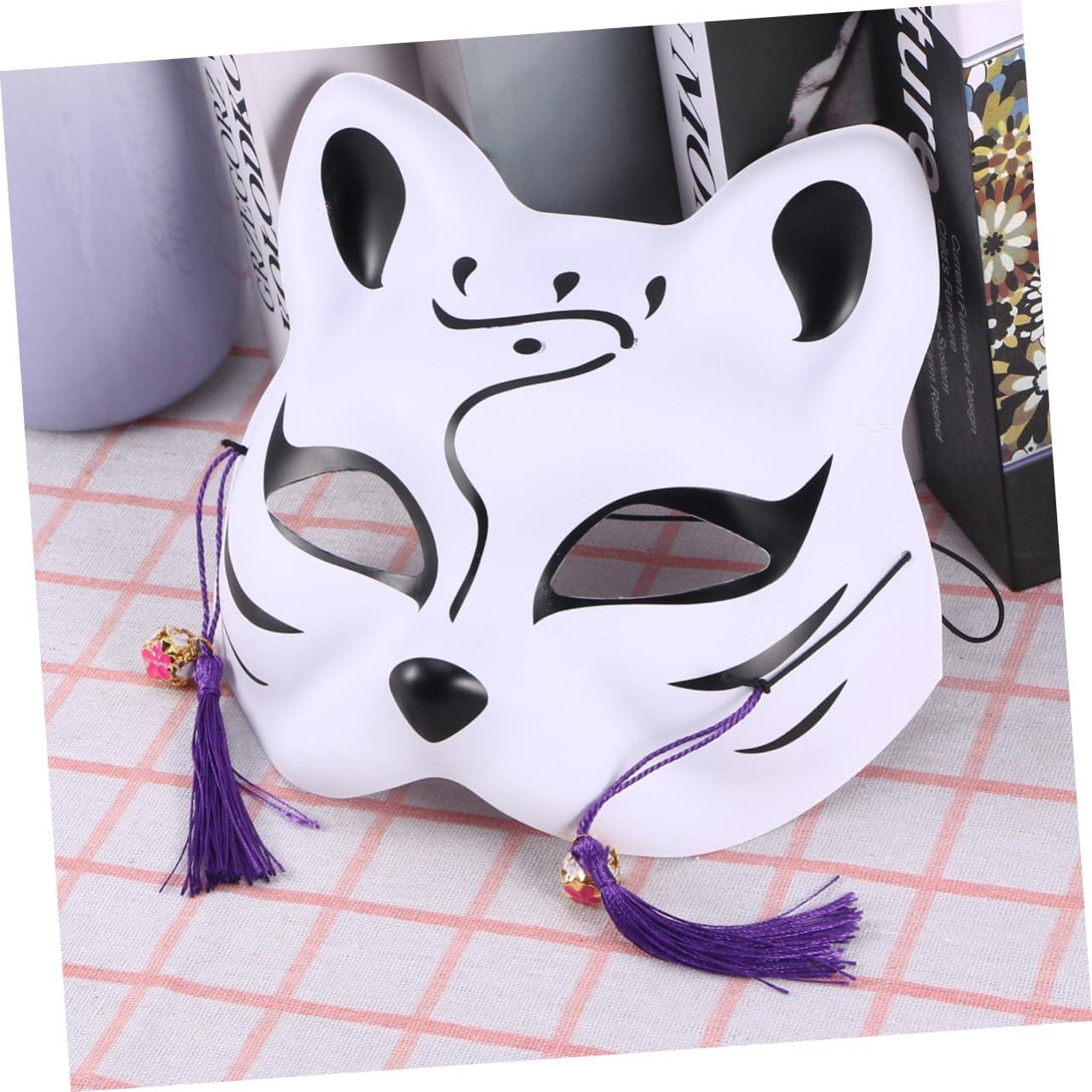 Vintorky Japanese Animal Masks - Cat & Fox Half Face Cosplay for ...