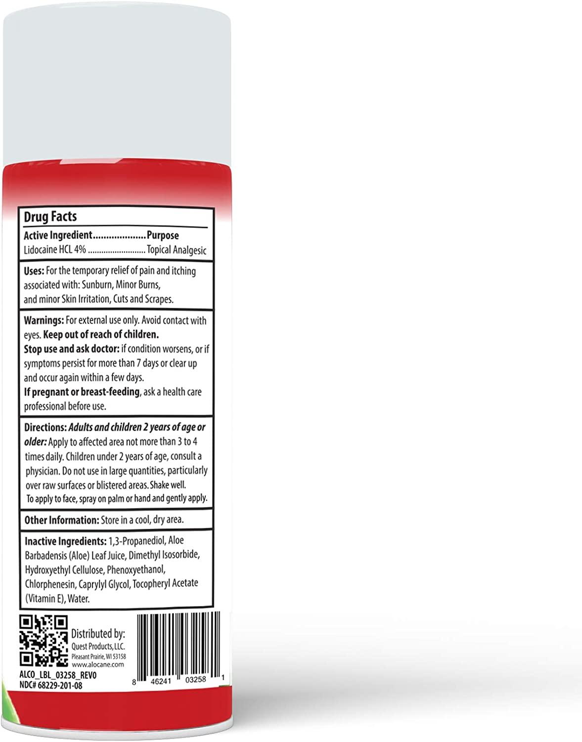 ALOCANE Emergency Burn Spray - 4% Lidocaine Max Strength for Fast Pain ...