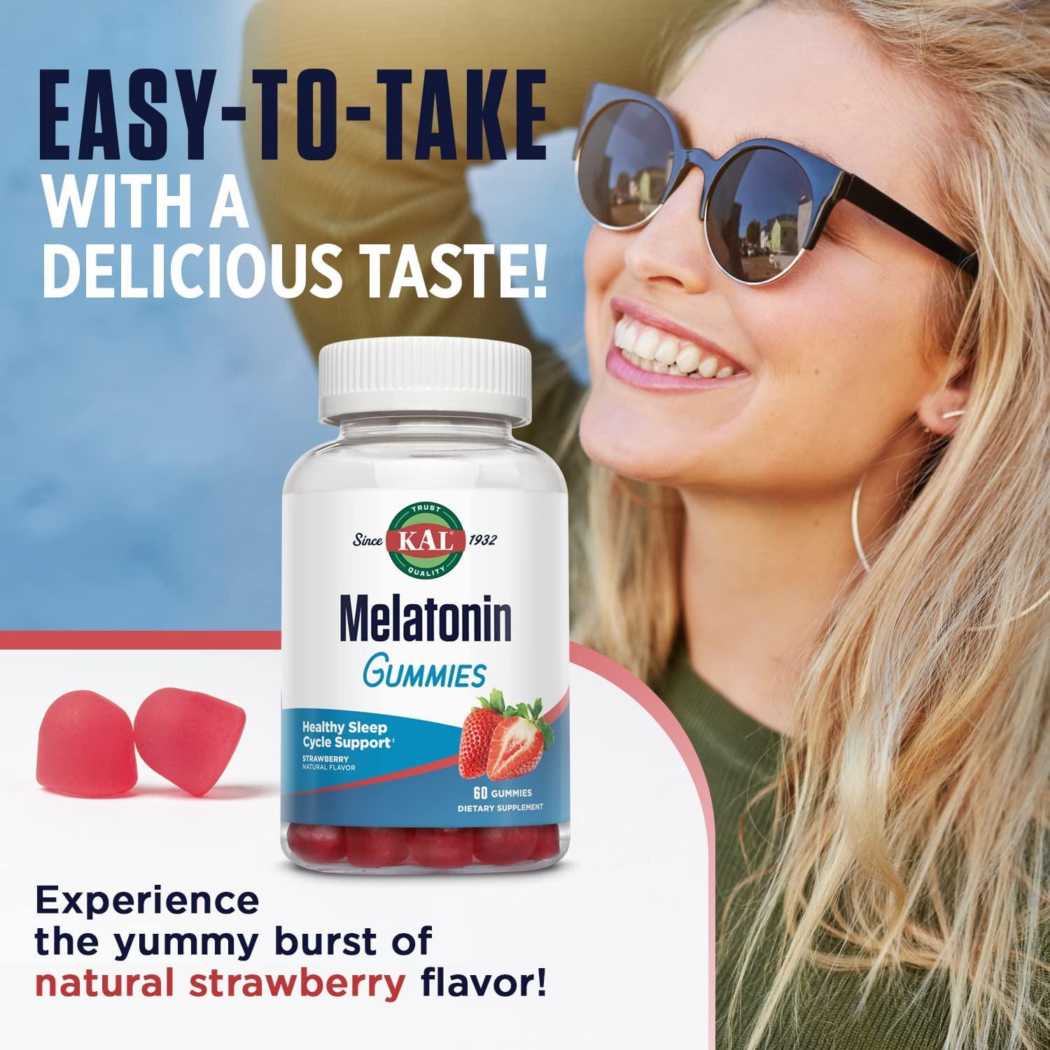 Buy KAL Melatonin Strawberry Gummies 5mg - 60 Count | Sleep Aid ...
