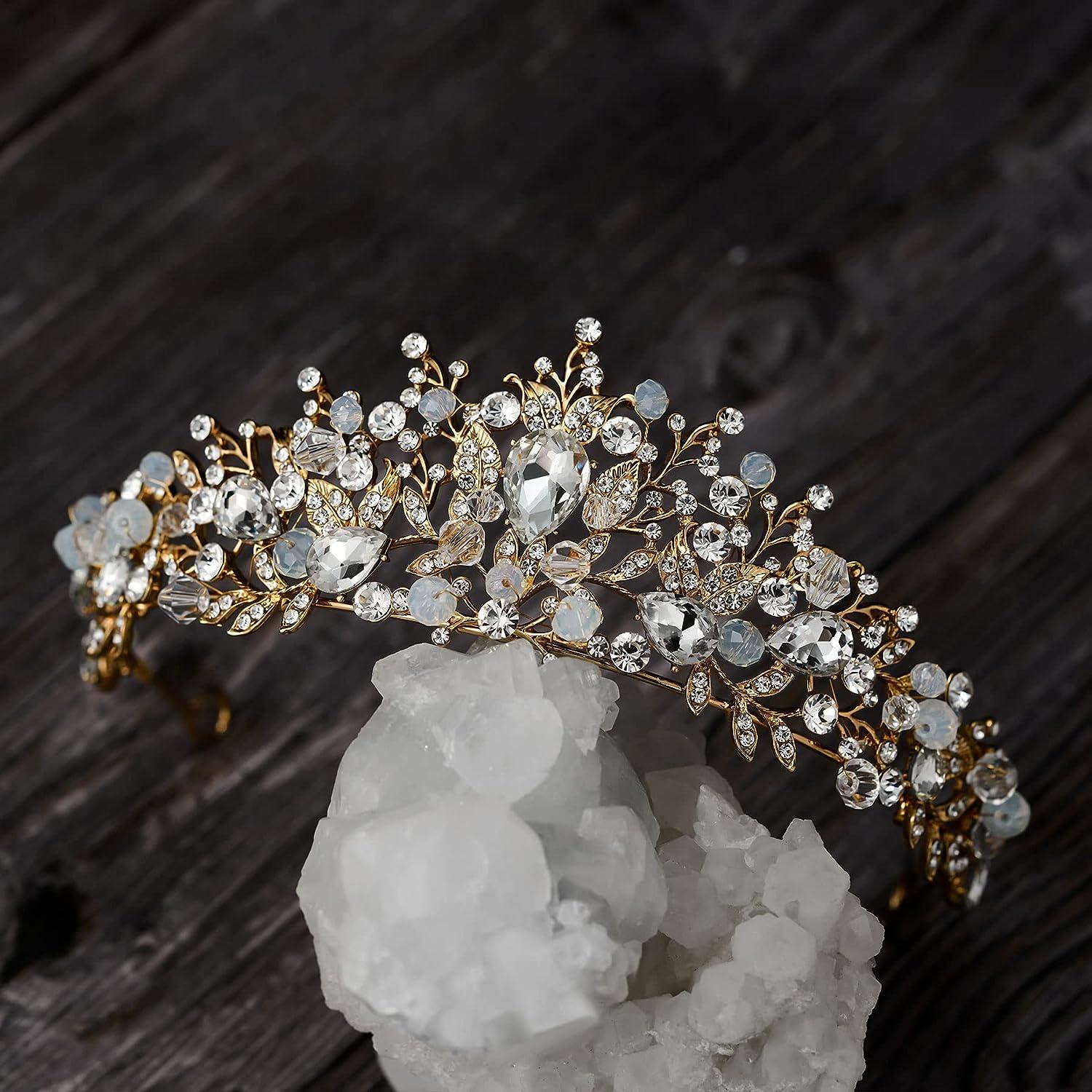 SWEETV Jeweled Metal Princess Tiara Queen Crown for Bride - Bridal ...