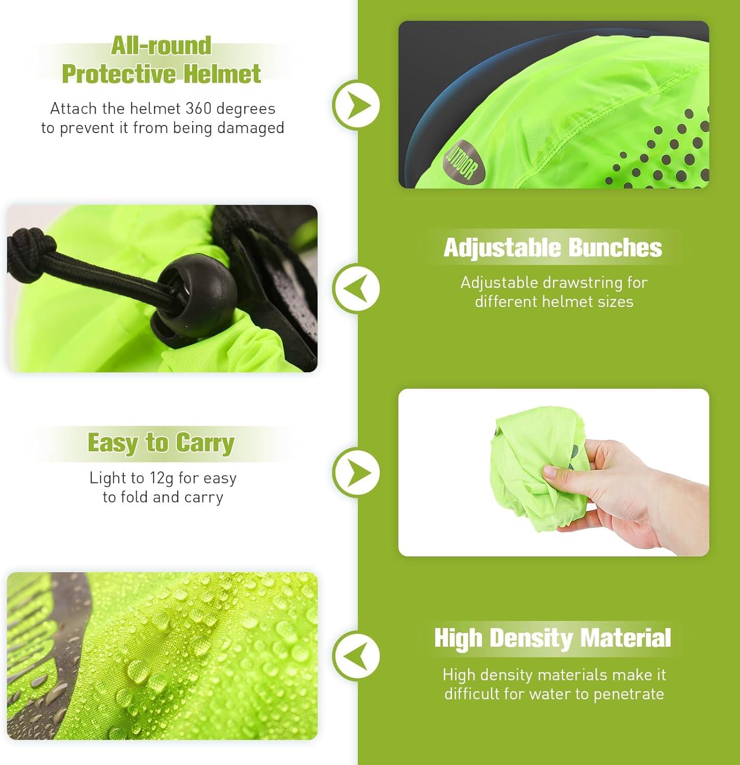 Universal Bicycle Helmet Rain Cover - Waterproof & Reflective Bike Hood ...