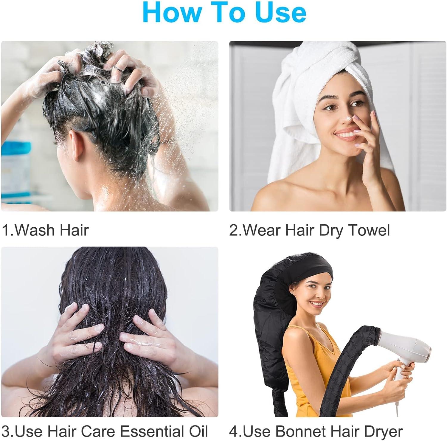 Hadio Ultimate Bonnet Hood Hair Dryer - Adjustable Satin Diffuser Cap ...