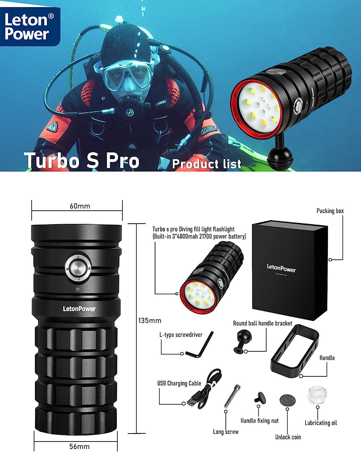 LetonPower Dive Light TS S Pro 13000 Lumens Diving Flashlight ...