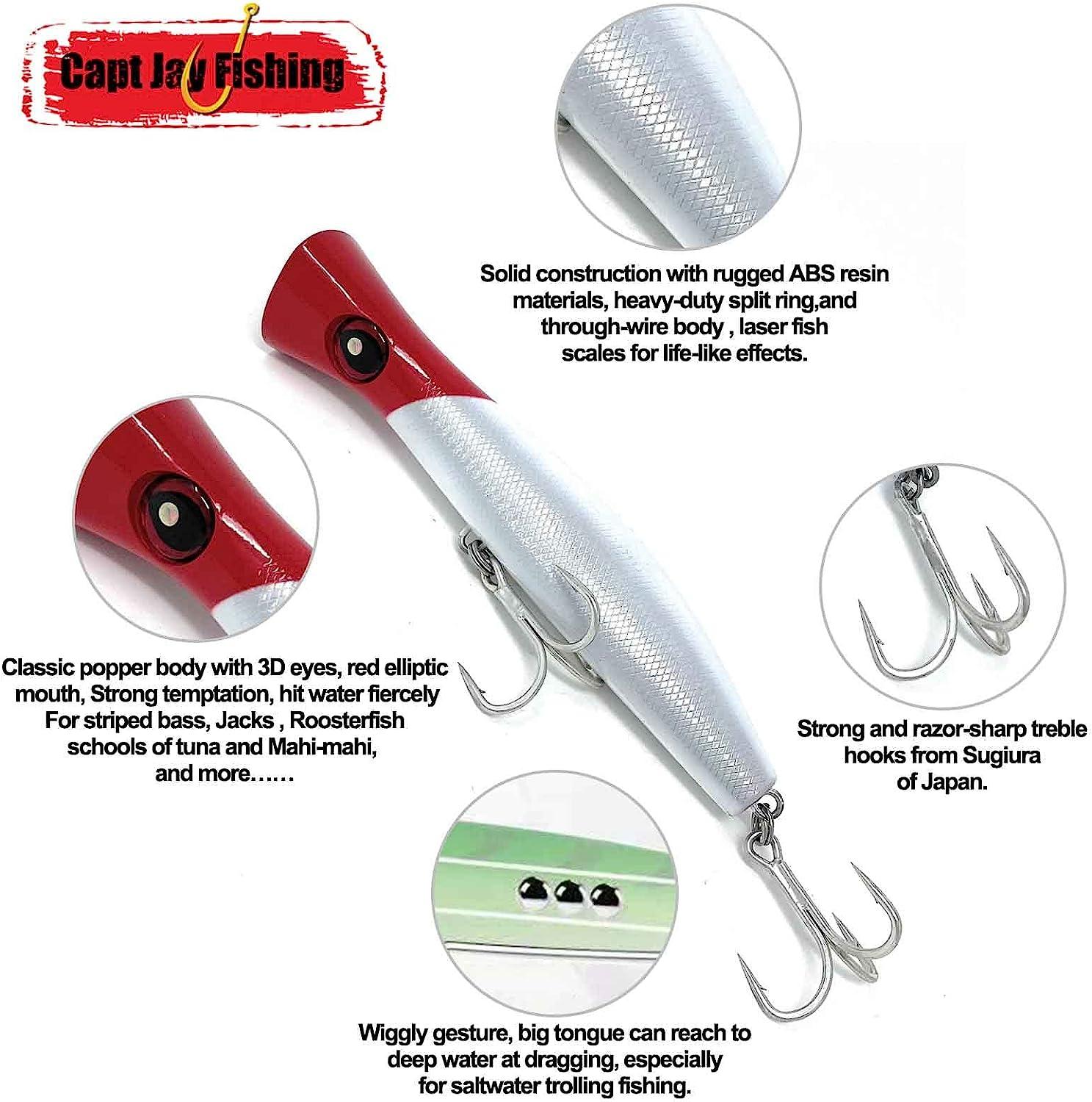 Capt Jay Fishing Red Head 200mm Saltwater Popper Lure for Surf Fishing ...