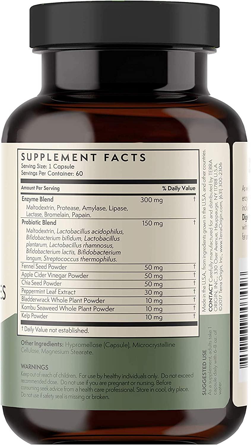 Terra Origin Digestive Enzymes - 60 Capsules for Optimal Digestion ...