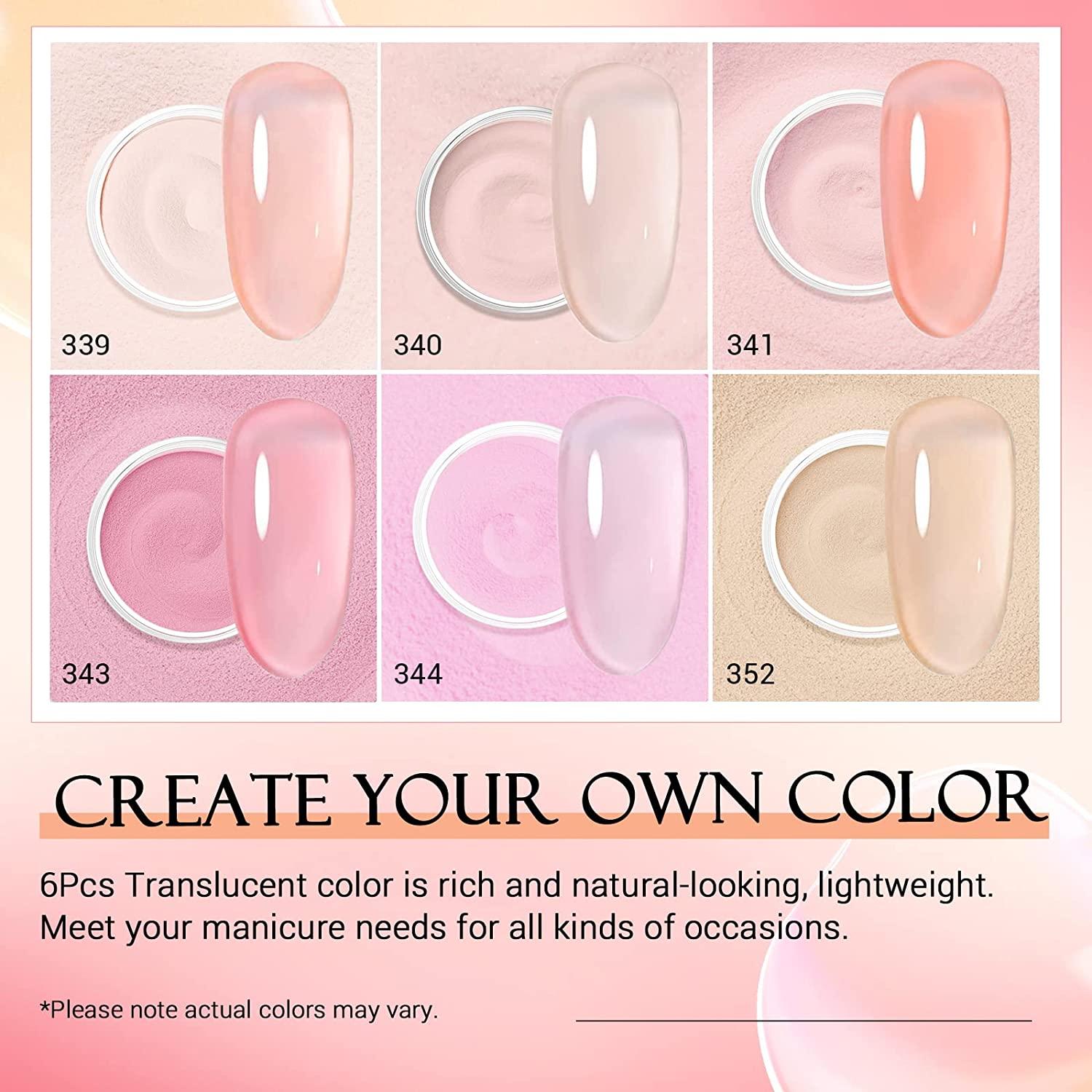 AZUREBEAUTY Dip Powder Set - 6 Pcs Translucent Nude Pink Sheer Color ...