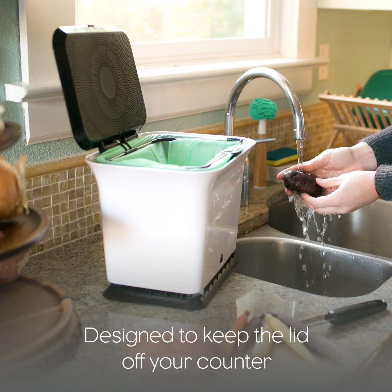 Full Circle Fresh Air Kitchen Compost Bin - Odor-Free Black & White ...