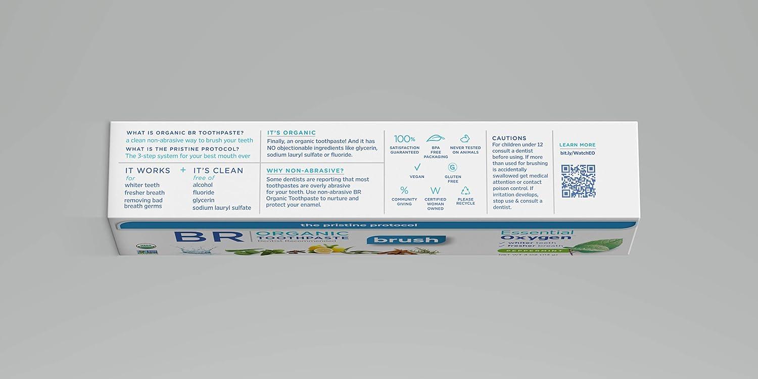 BR Certified Organic Toothpaste - Whitens Teeth, Freshens Breath, and ...
