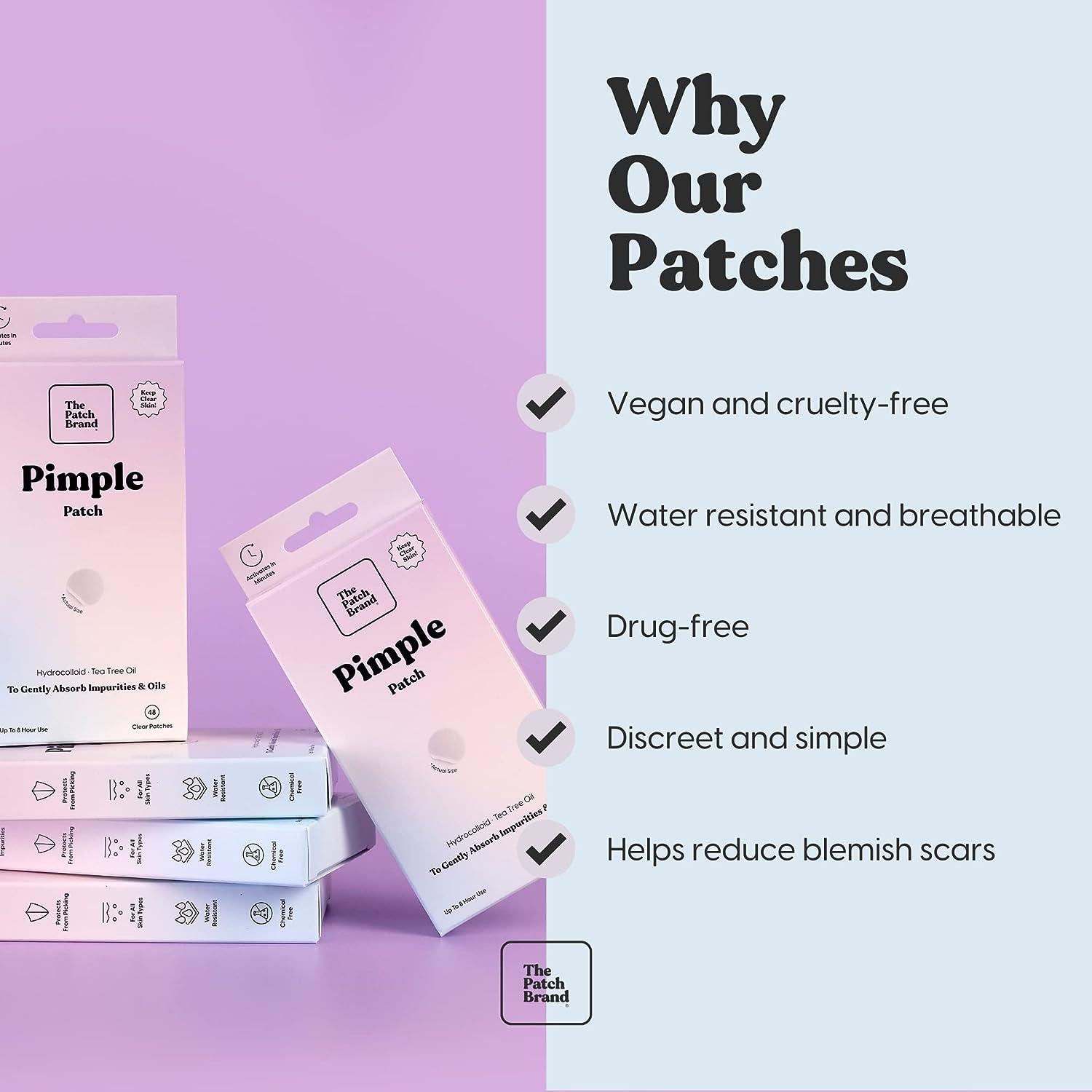 The Patch Brand Hydrocolloid Acne Patches with Tea Tree Oil (48 Patches ...