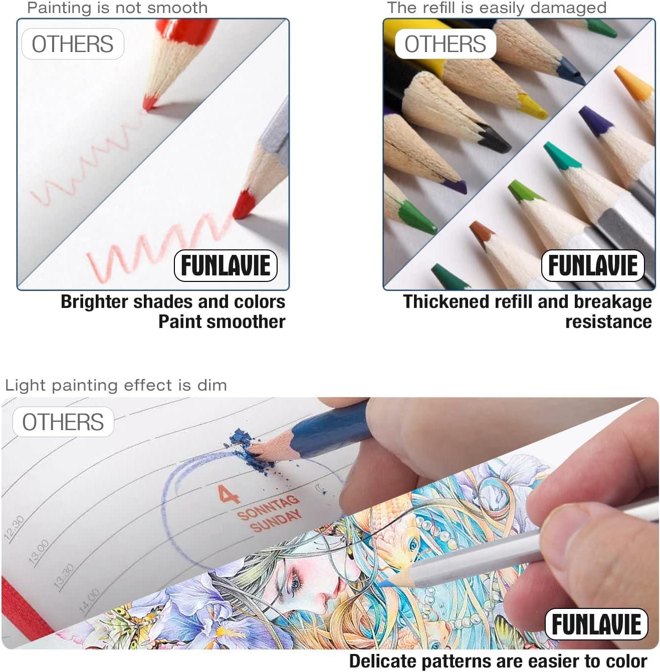 FUNLAVIE 48 Colored Pencils - Premium Art Drawing Pencil for Adult Coloring Book | Buy Now with ...