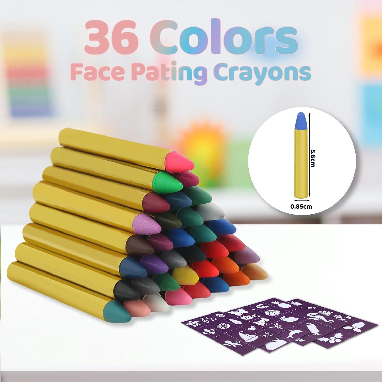 GLEEMEN 36 Colors Face Paint Crayons for Kids - Safe Body & Face ...