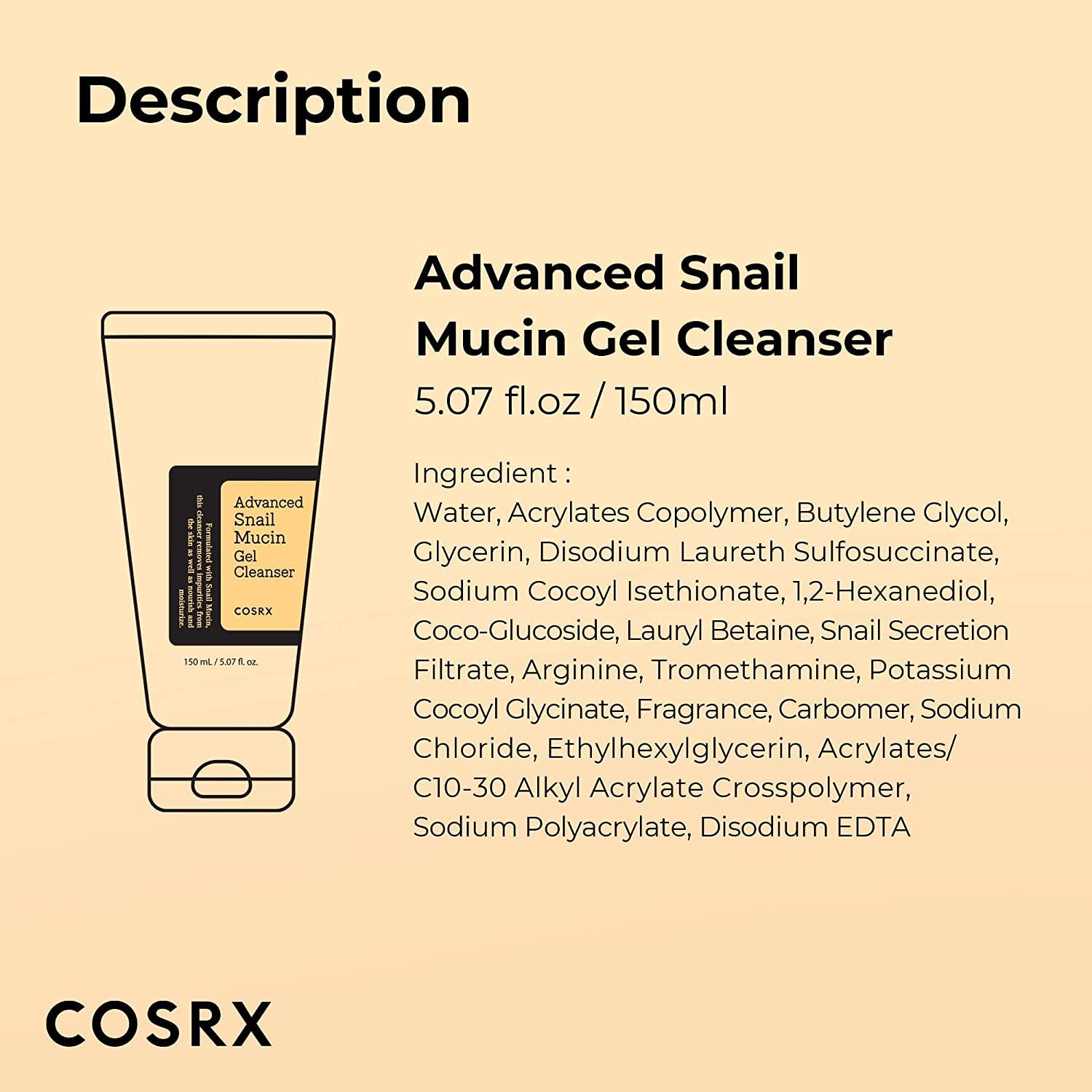 COSRX Snail Mucin Gel Cleanser 5 fl.oz | Korean Skin Care with Snail ...