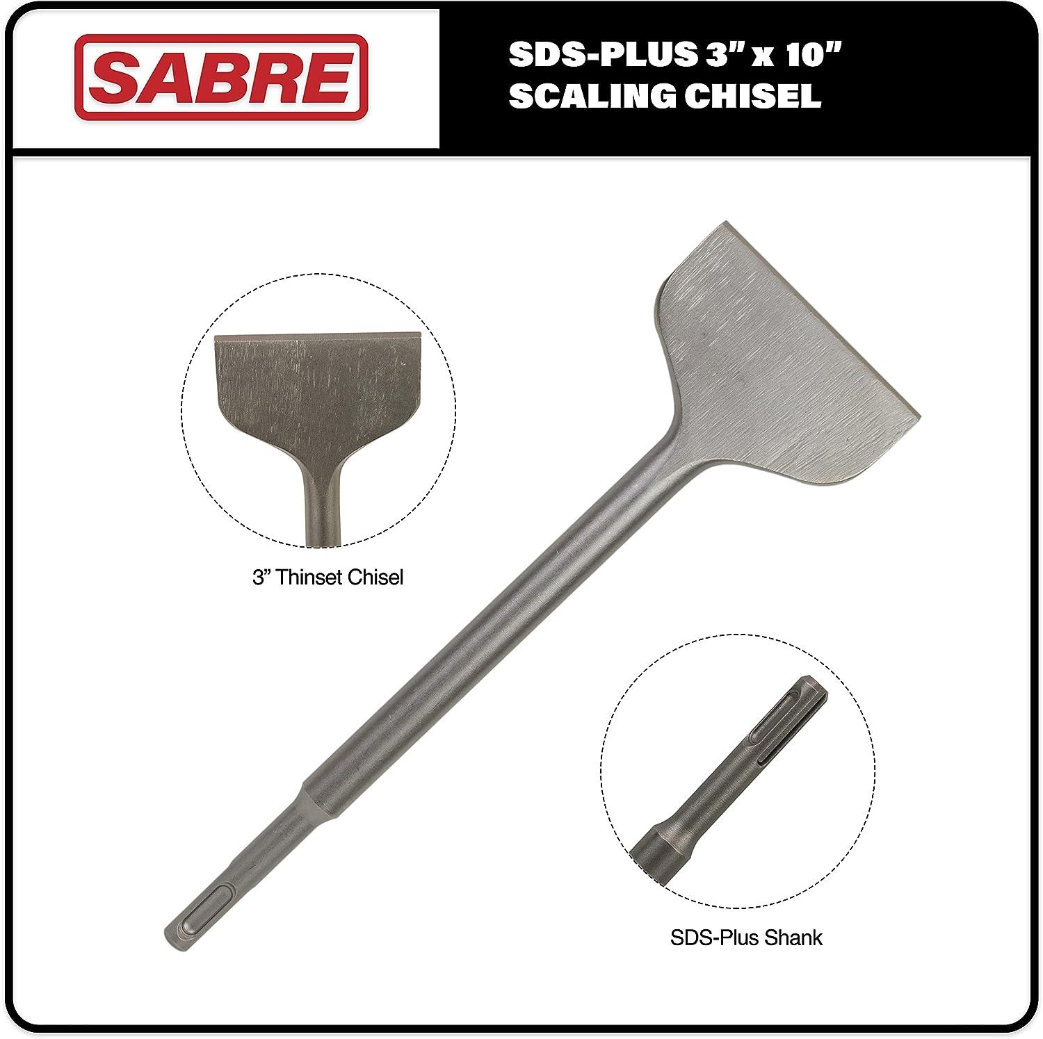 Sabre Tools SDS Plus Thinset Scraping Bit 3 x 10 Thinset Scaling Chisel SDS Chisel Bit for ...