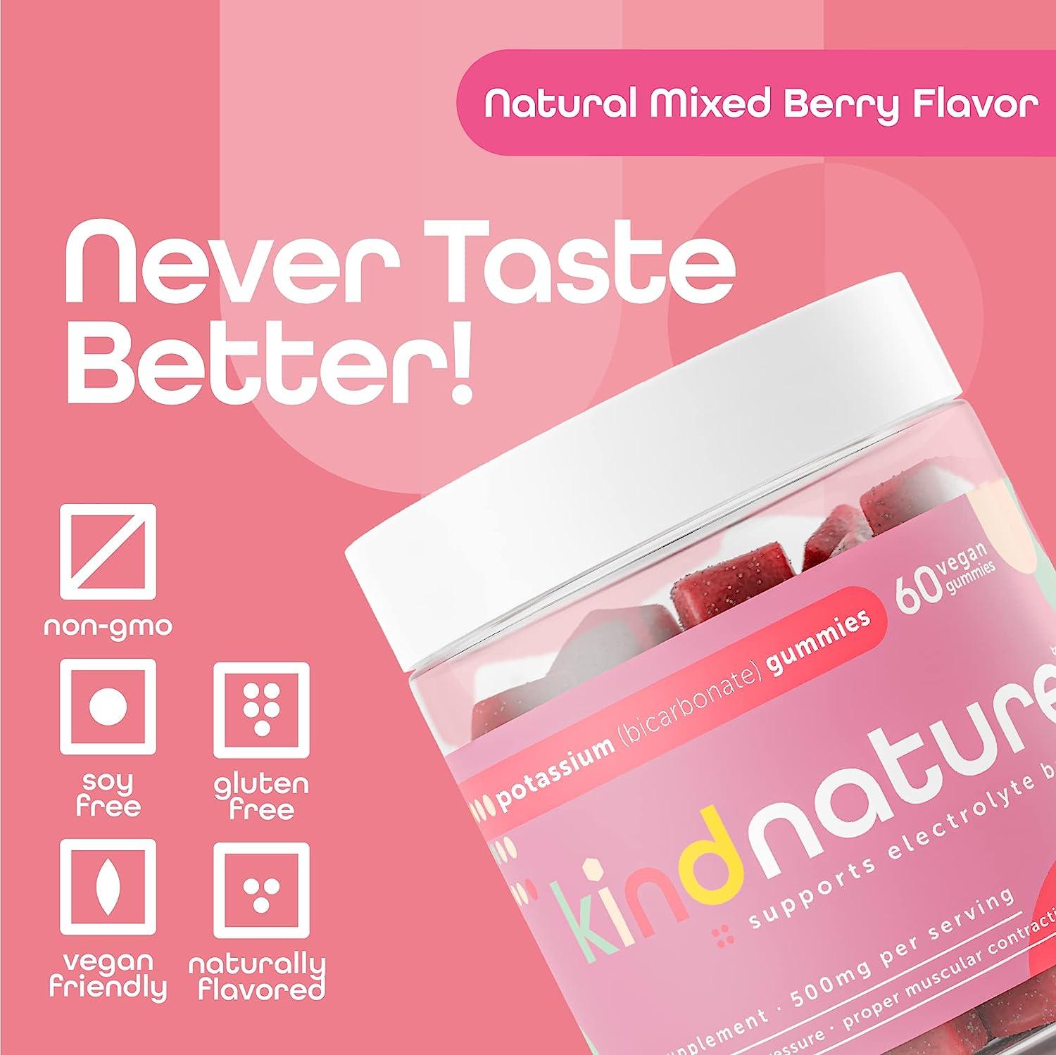 Kind Nature 500mg High Potassium Chewable Gummies - Vegan & Gluten Free ...