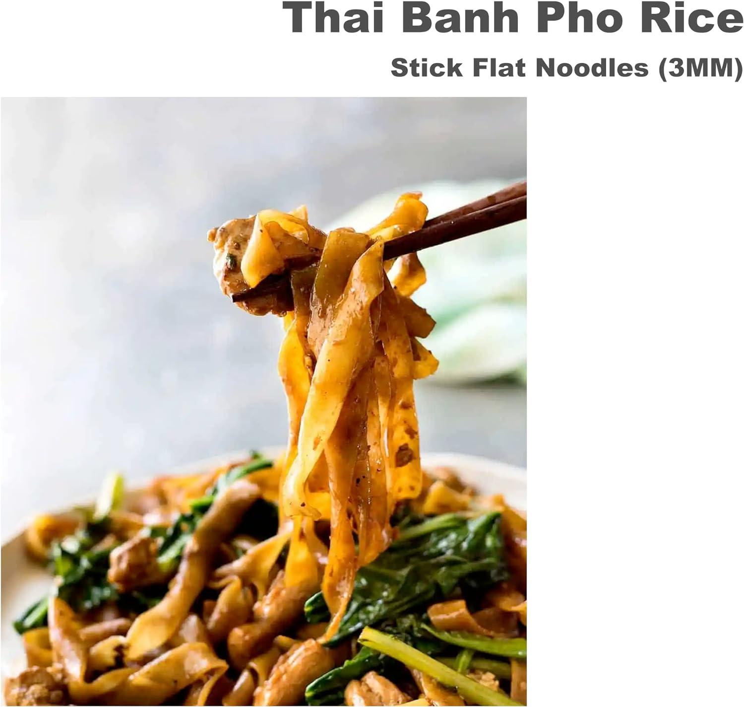Thai Banh Pho Rice Stick Flat Noodles 3MM - 454g | Authentic Asian Cuisine | Buy Now with ...