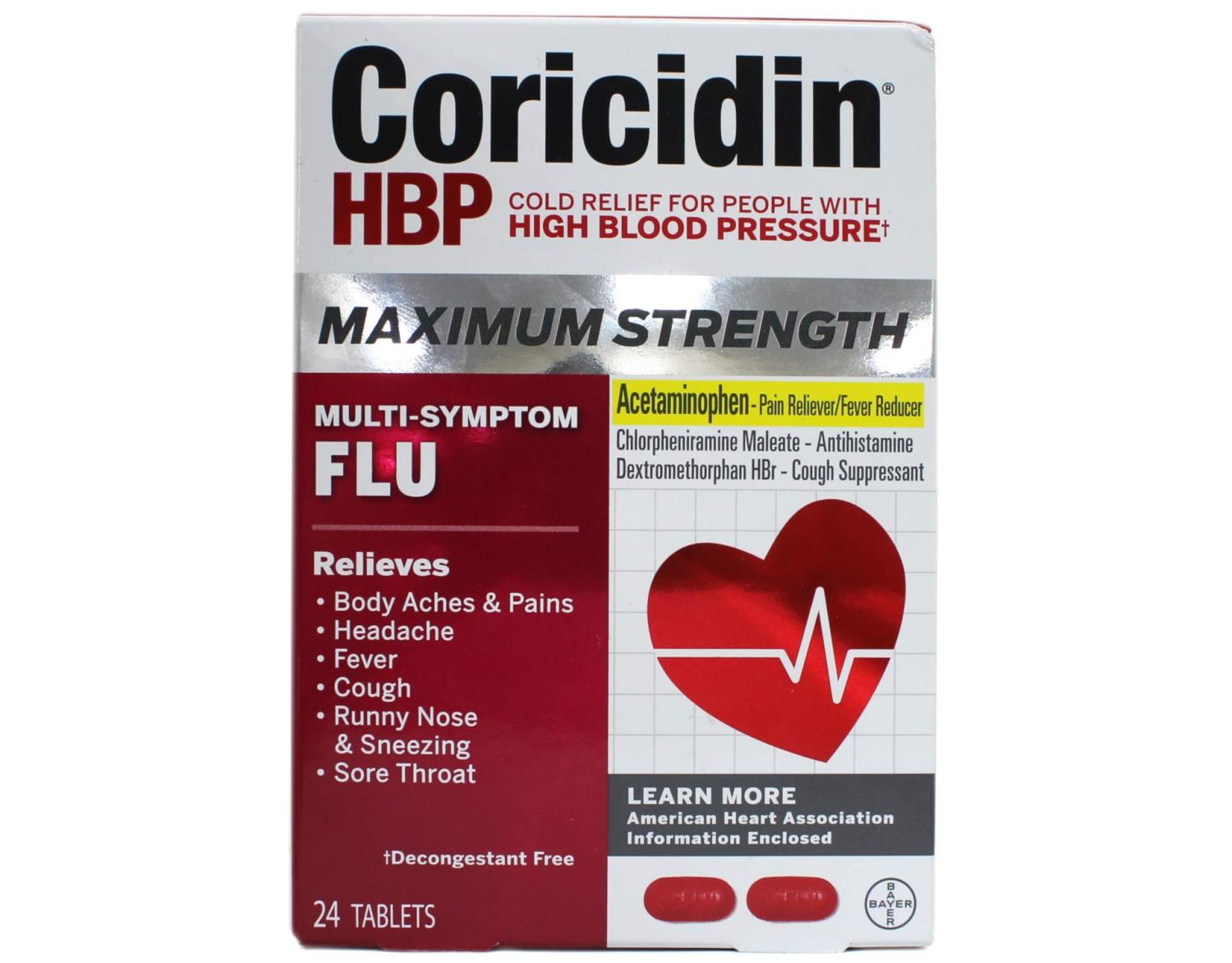 Coricidin HBP Max Strength Flu Relief Tablets - 20 Count | Buy Now with ...