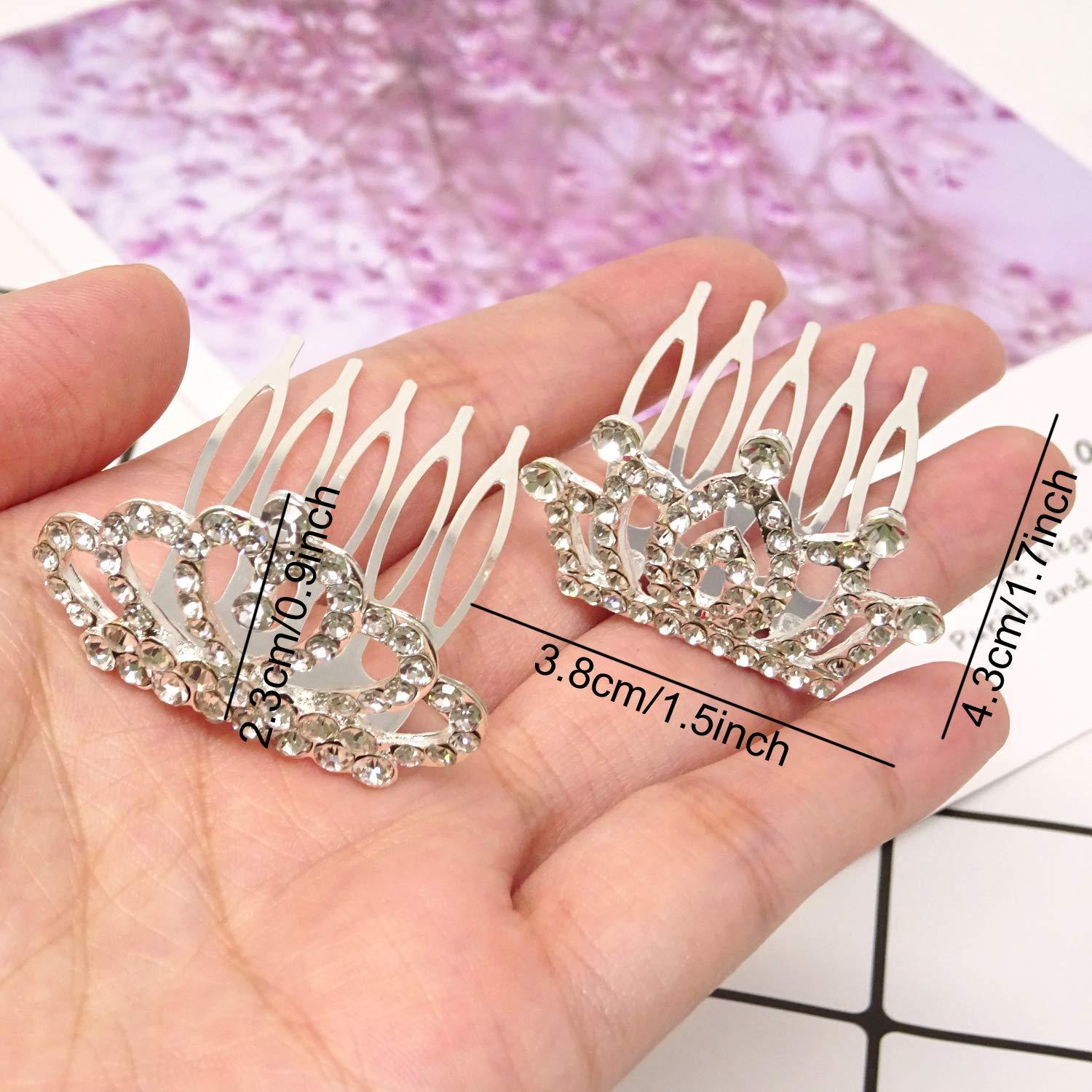 Honbay 4PCS Mini Crystal Rhinestone Crown Hair Comb Princess Tiara - 1 ...