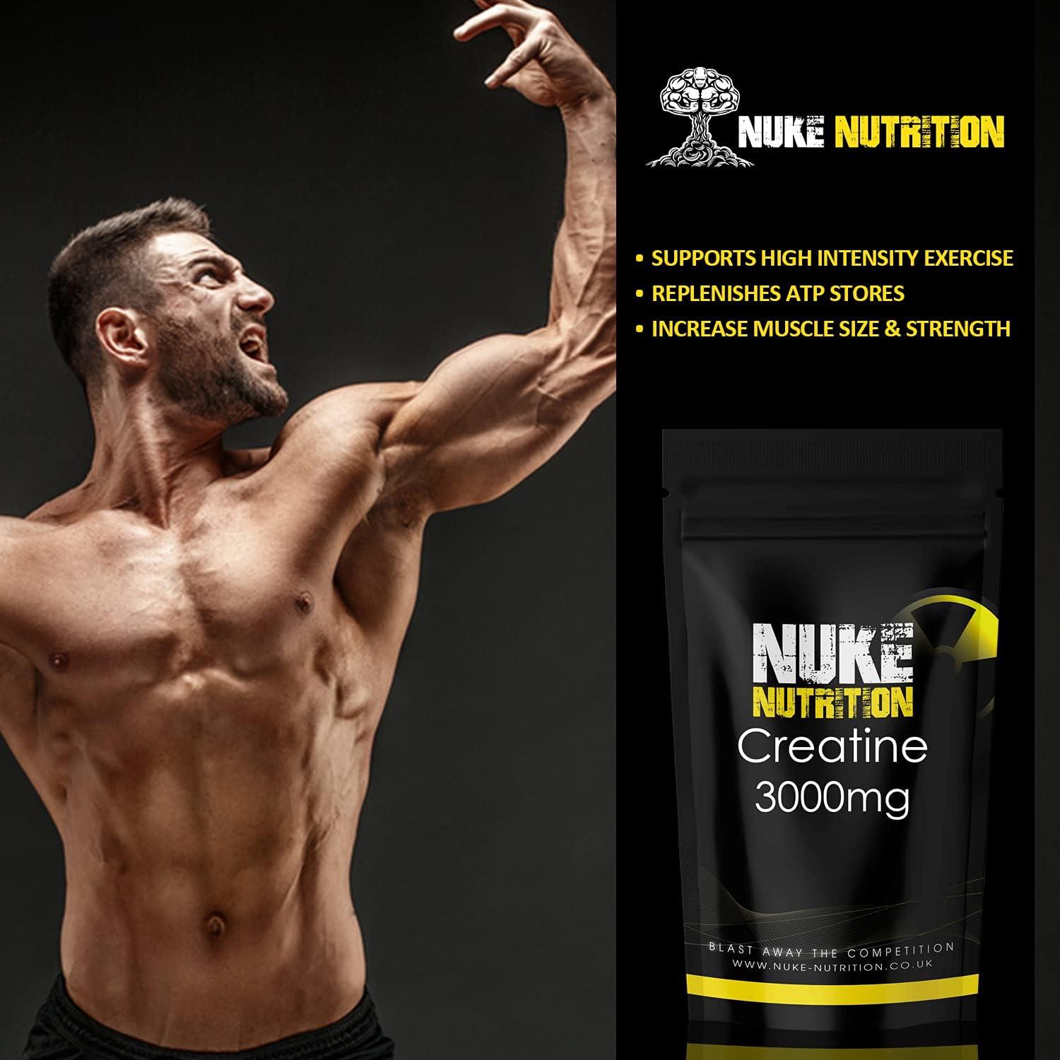 Nuke Nutrition Creatine Tablets 3000mg - 365 Count - Pure Creatine ...