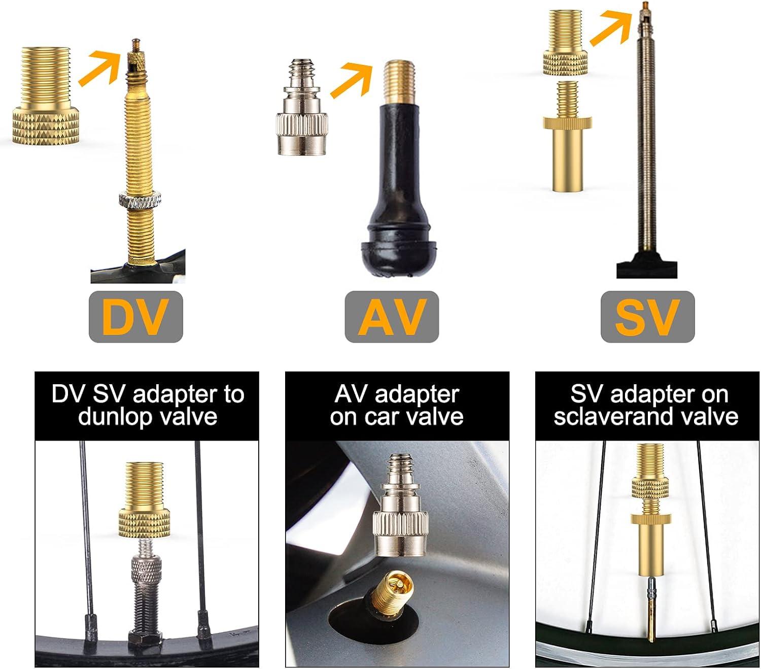 QEEFOP Bicycle Valve Adapter Set - Sclaverand Valves for Compressor ...