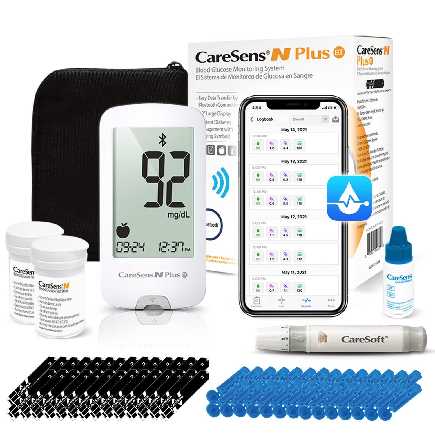 CareSens N Plus Bluetooth Blood Glucose Monitor Kit with 100 Test ...