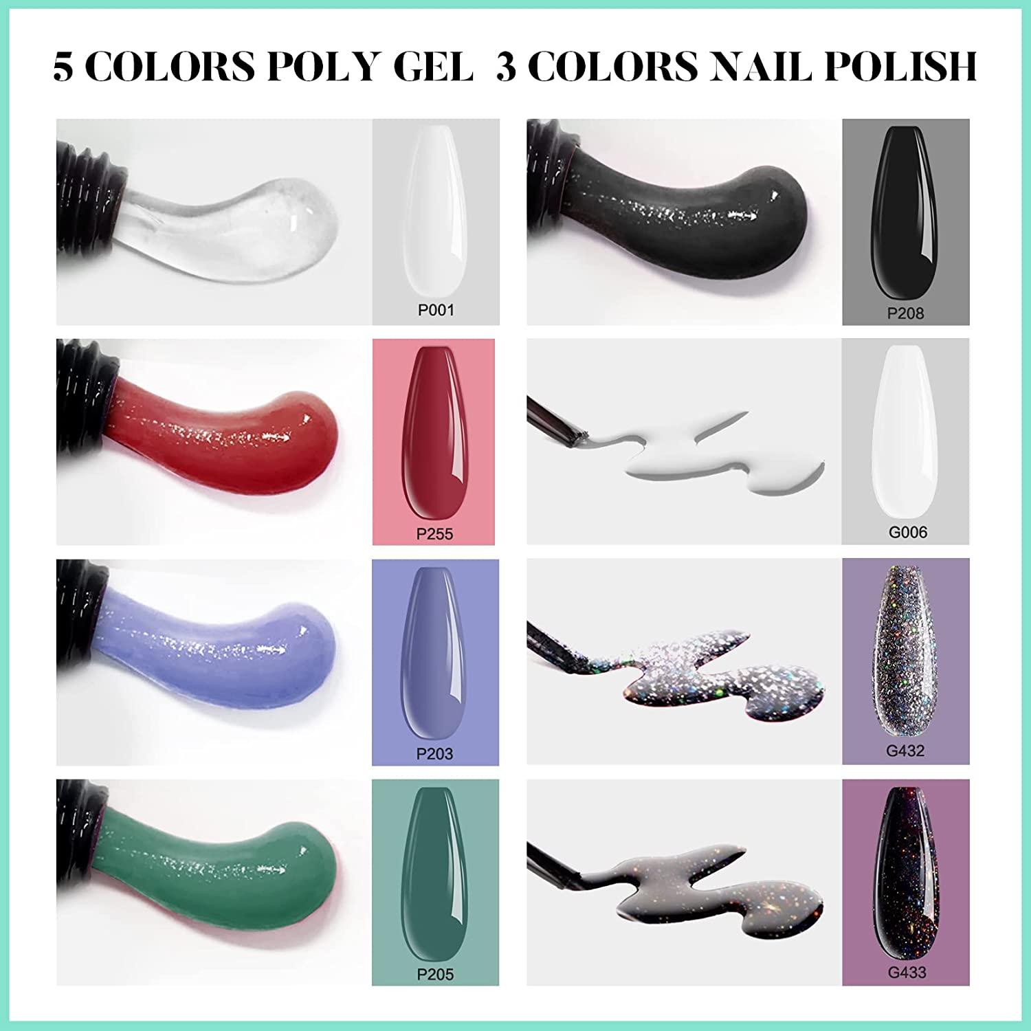 Morovan Poly Gel Nail Kit with 48W LED Lamp and Glitter Prep ...