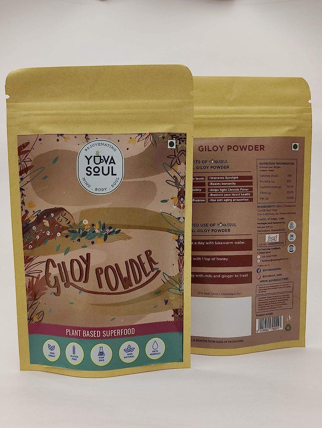 TARIBA Natural Giloy Powder Giloy/Guduchi/Gulvel Stem Powder (Pack of 2 ...