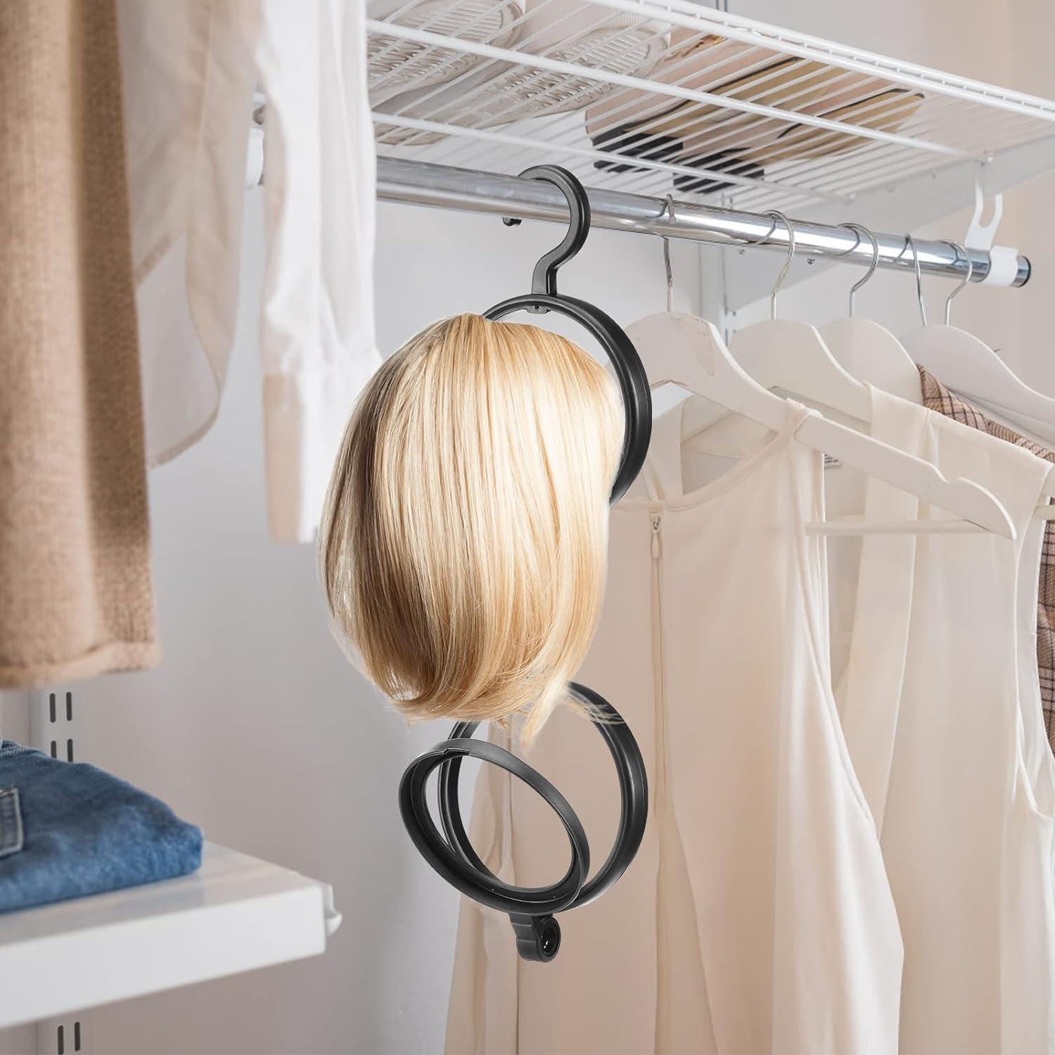 3 Pack Hanging Wig Stand - Portable Plastic Display Holder for Wigs ...