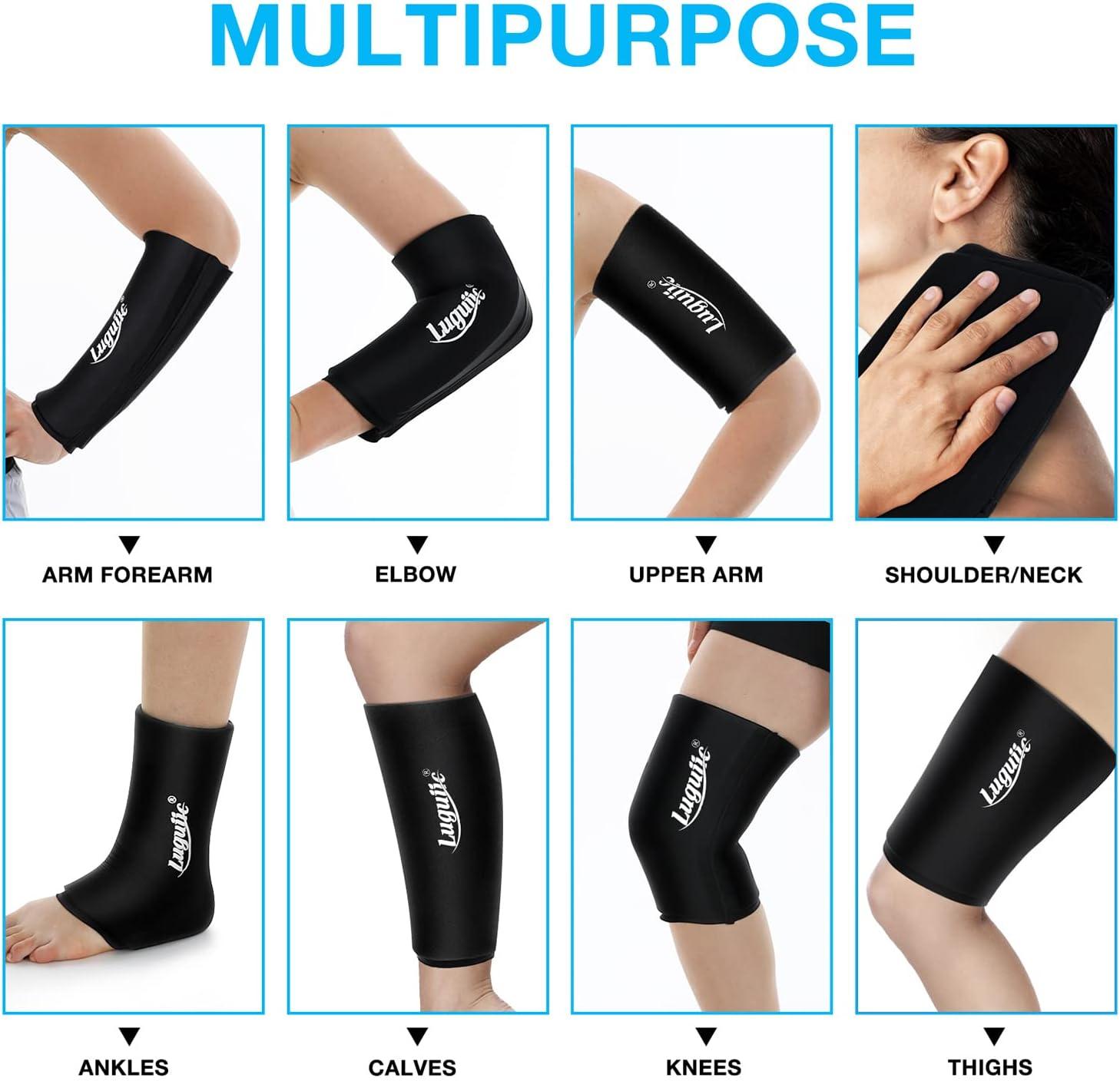 Luguiic Knee & Elbow Ice Pack Cold Compression Sleeve - Reusable Pain ...