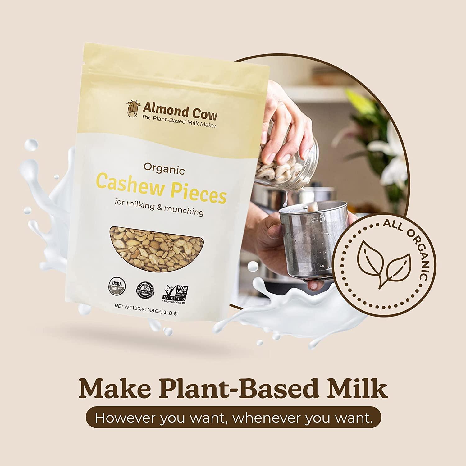 Organic Cashew Pieces for Plant-Based Milk Making - Almond Cow | 3lb Bulk, Vegan, USDA Organic ...