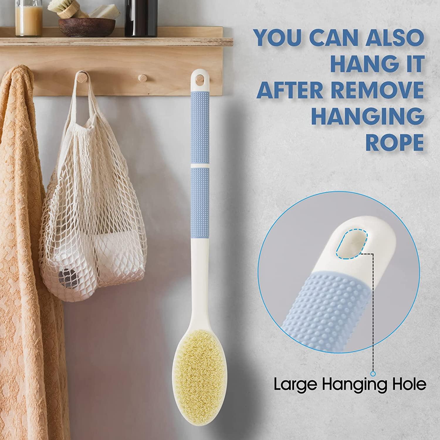 Dual-Sided Long Handle Back Scrubber with Soft and Stiff Bristles ...