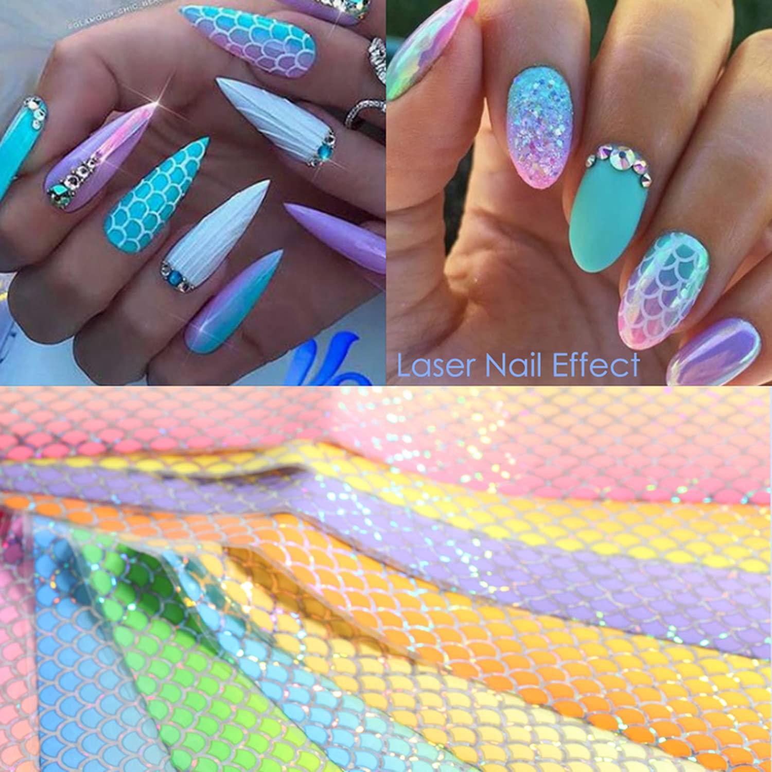 Colorful Fish Scales Nail Art Foils - Holographic Mermaid Design for ...