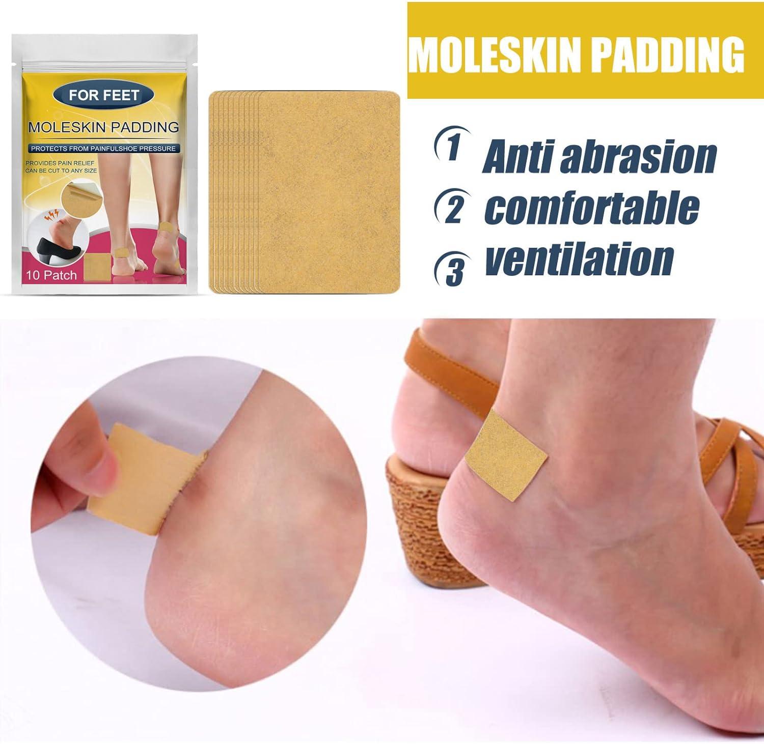 Moleskin Padding for Feet - 10 Pack with Adhesive Backing - Reduce ...