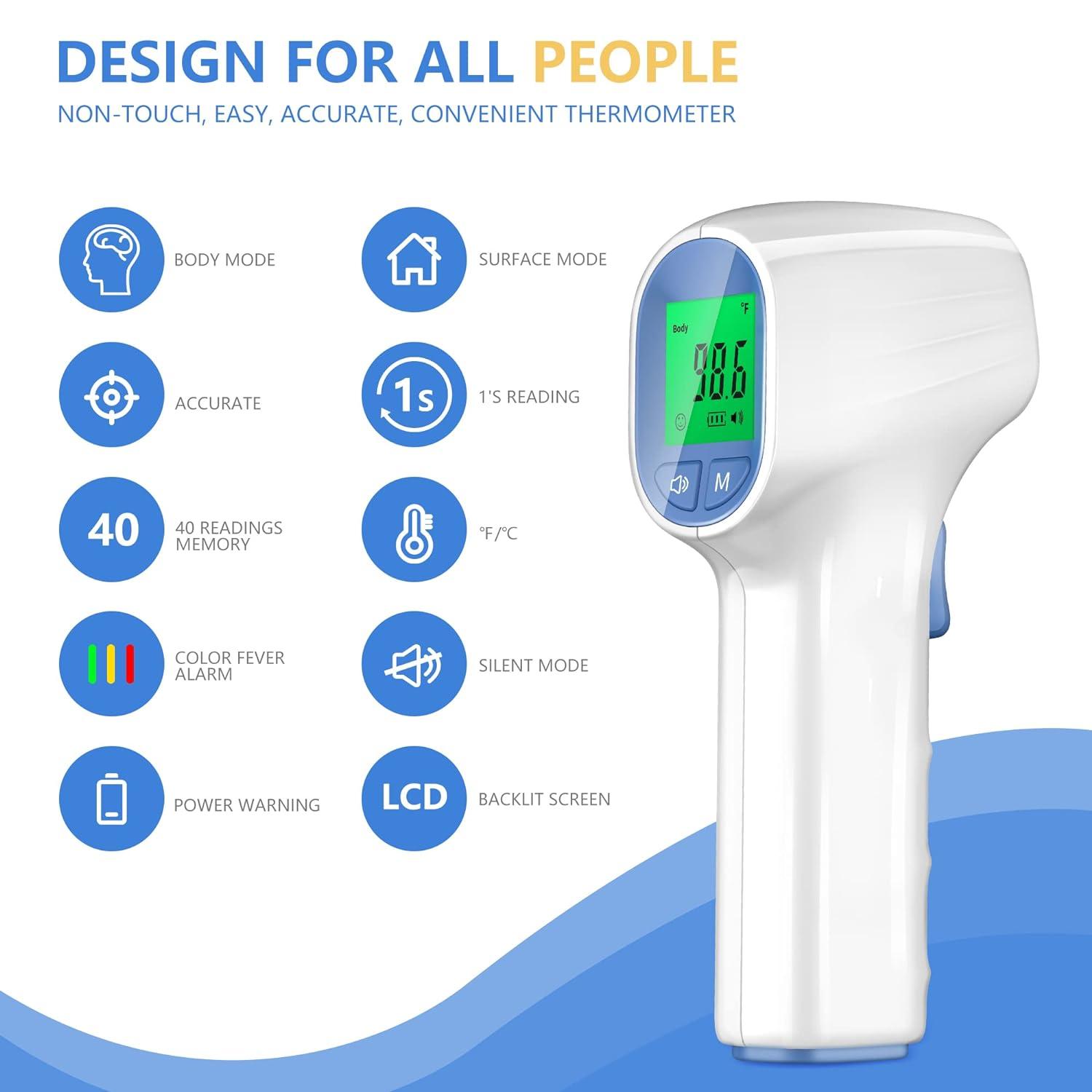 Touchless Forehead Thermometer for Adults and Kids - Instant Accuracy ...