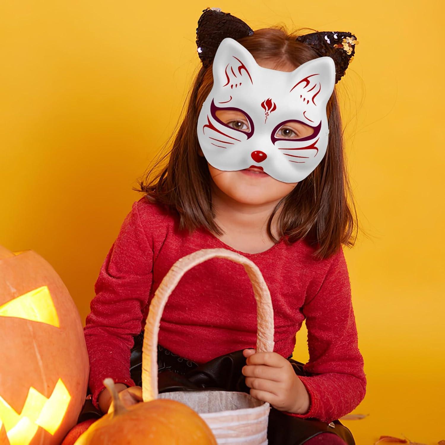 Pretyzoom 10-Piece Cat Mask Set - DIY White Cat Therian Masks for ...