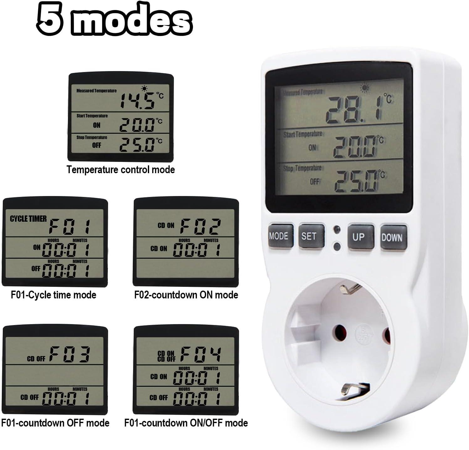 Temperature Controller Socket 230V - Digital Thermostat with Timer for ...