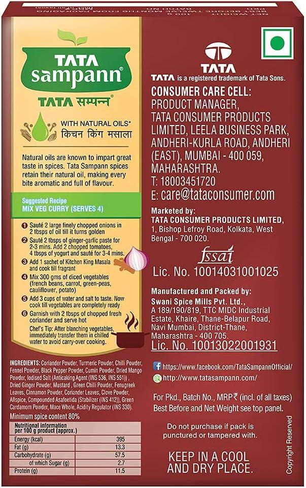 Tata Sampann Pure Indian Spices Kitchen King Masala 100g | Buy Now with ...