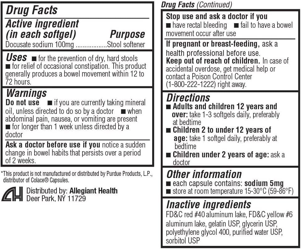 HealthA2Z Stool Softener 100mg | Docusate Sodium | 100 Capsules