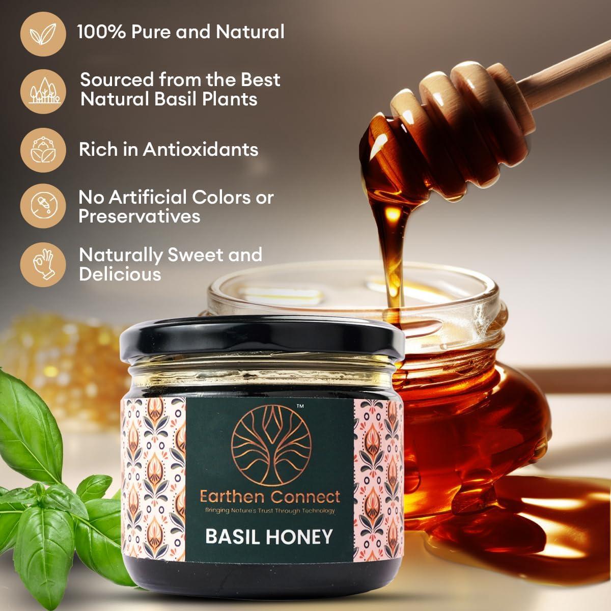 Earthen Connect Premium Basil Honey 400g No Added Sugar Supports ...