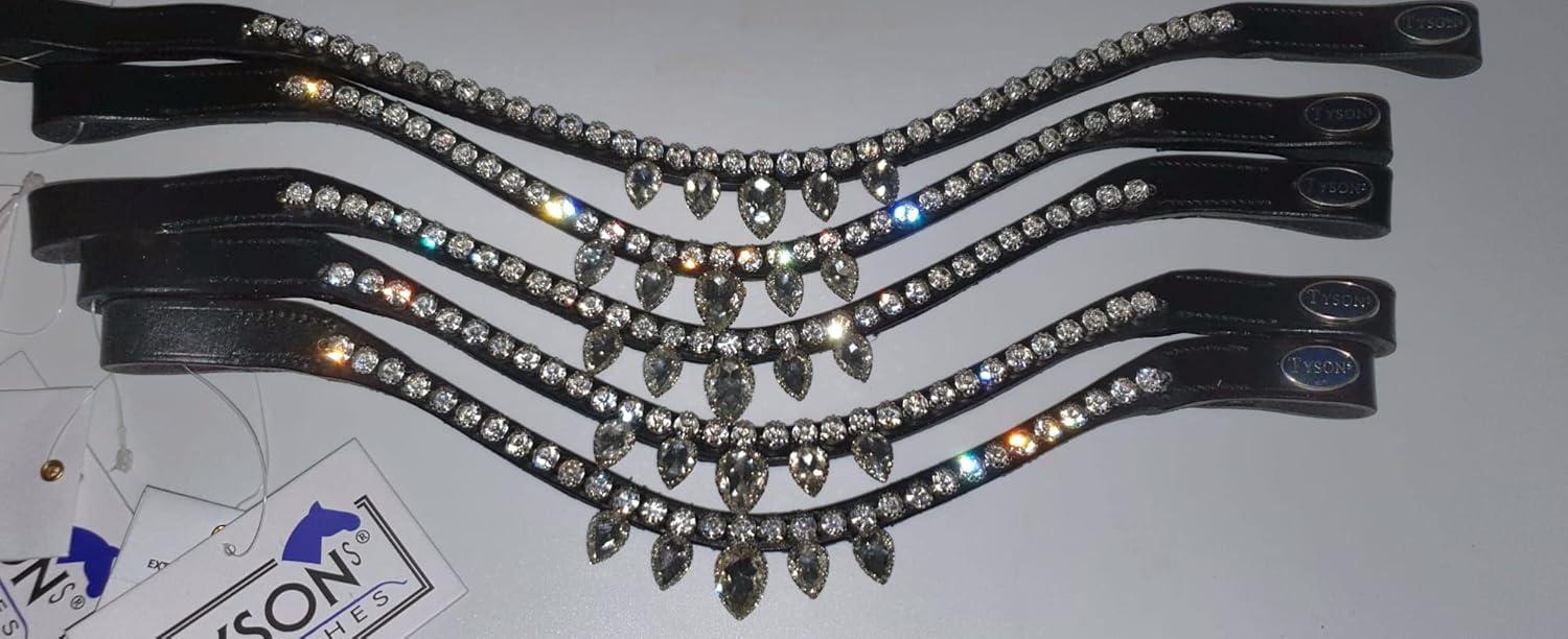 Premium Leather Bridle Headband with Strass & Crystal - Perfect for ...