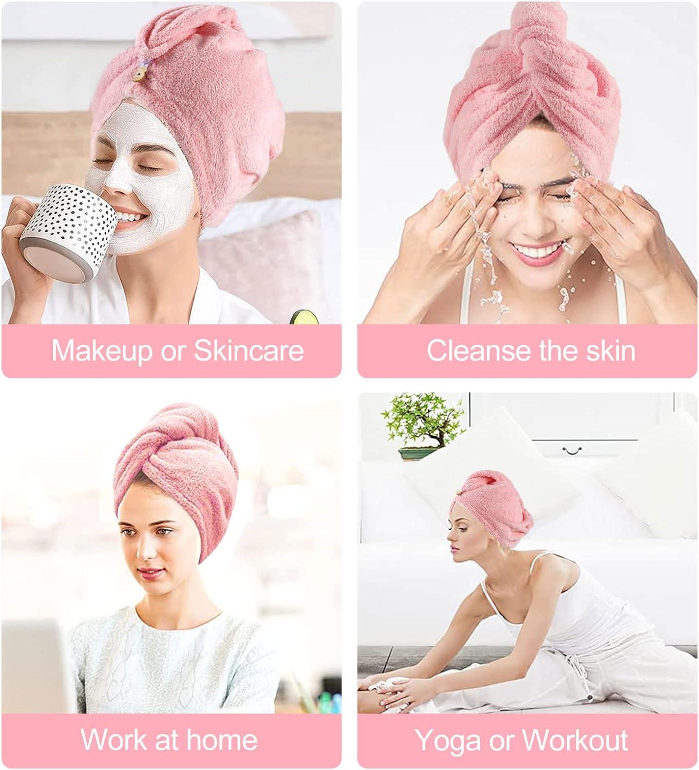 Yivalue Super Absorbent Hair Towel Cap Set - Quick Dry for All Hair ...