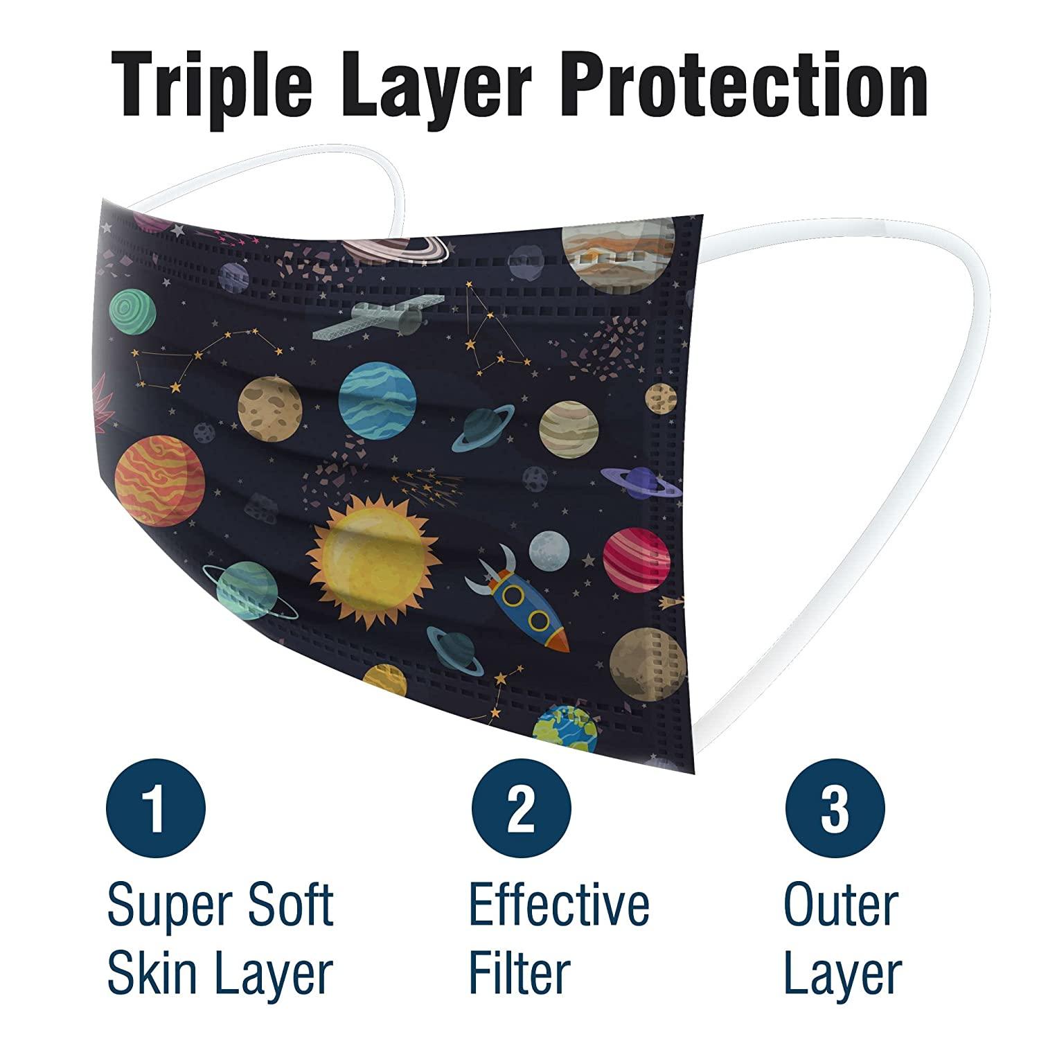Space & Solar System Theme Kids Face Masks | 50 Disposable Masks ...
