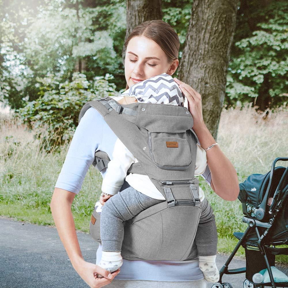 Baby Carrier Kangaroo with Hip Seat | Front and Back Options | Grey ...