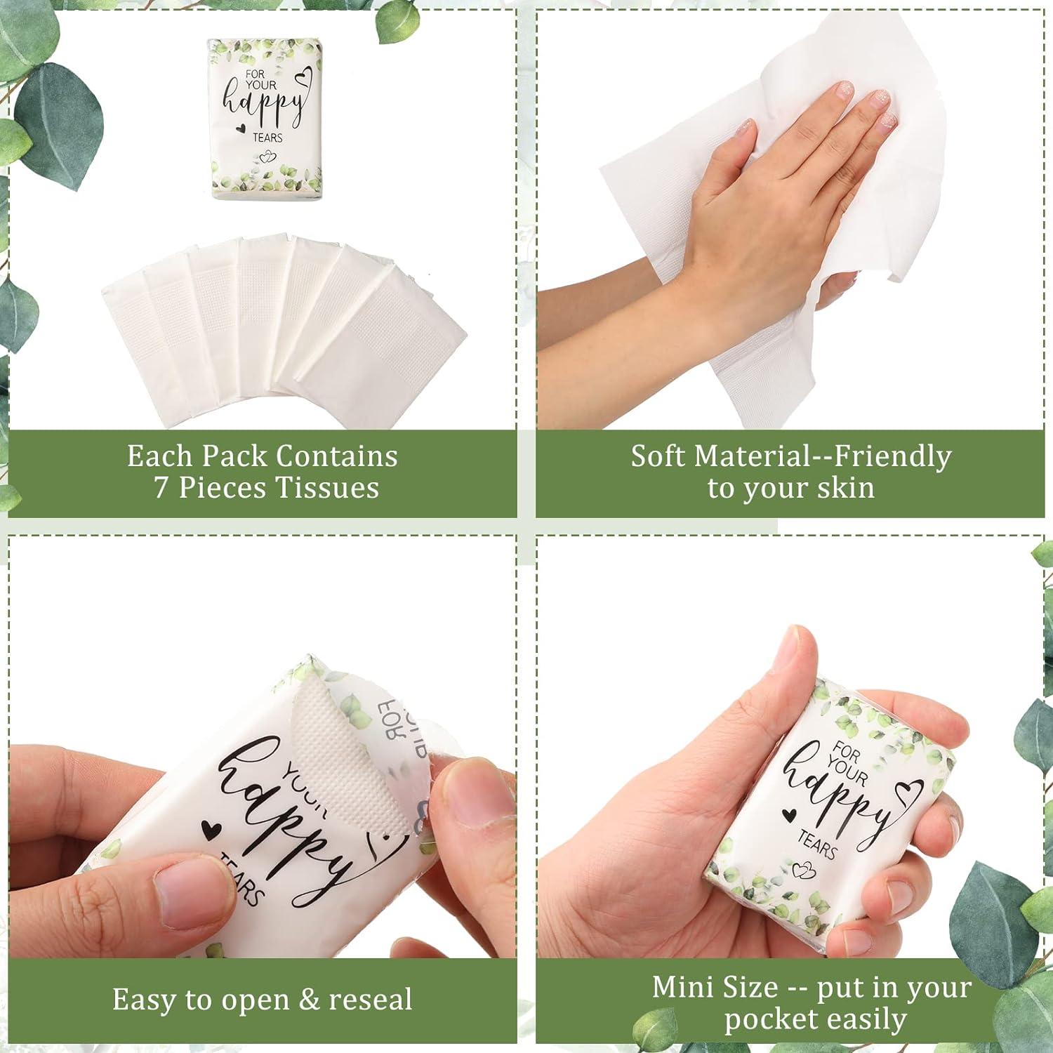 Happy Tears Wedding Facial Tissues - 100 Pack 3-Ply Pocket Size Mini ...
