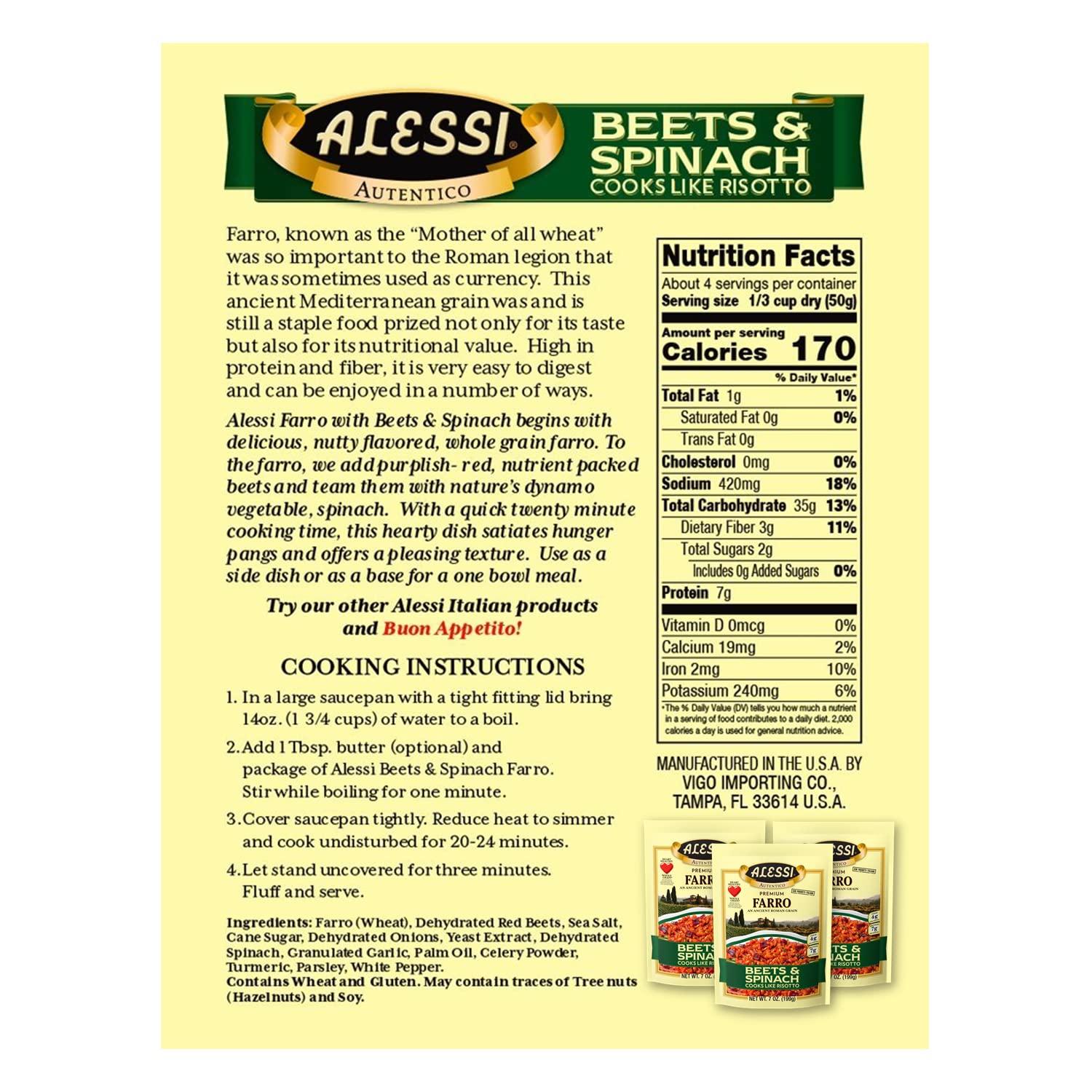 Alessi Autentico Premium Seasoned Roman Grain Farro 7oz Variety Pack ...