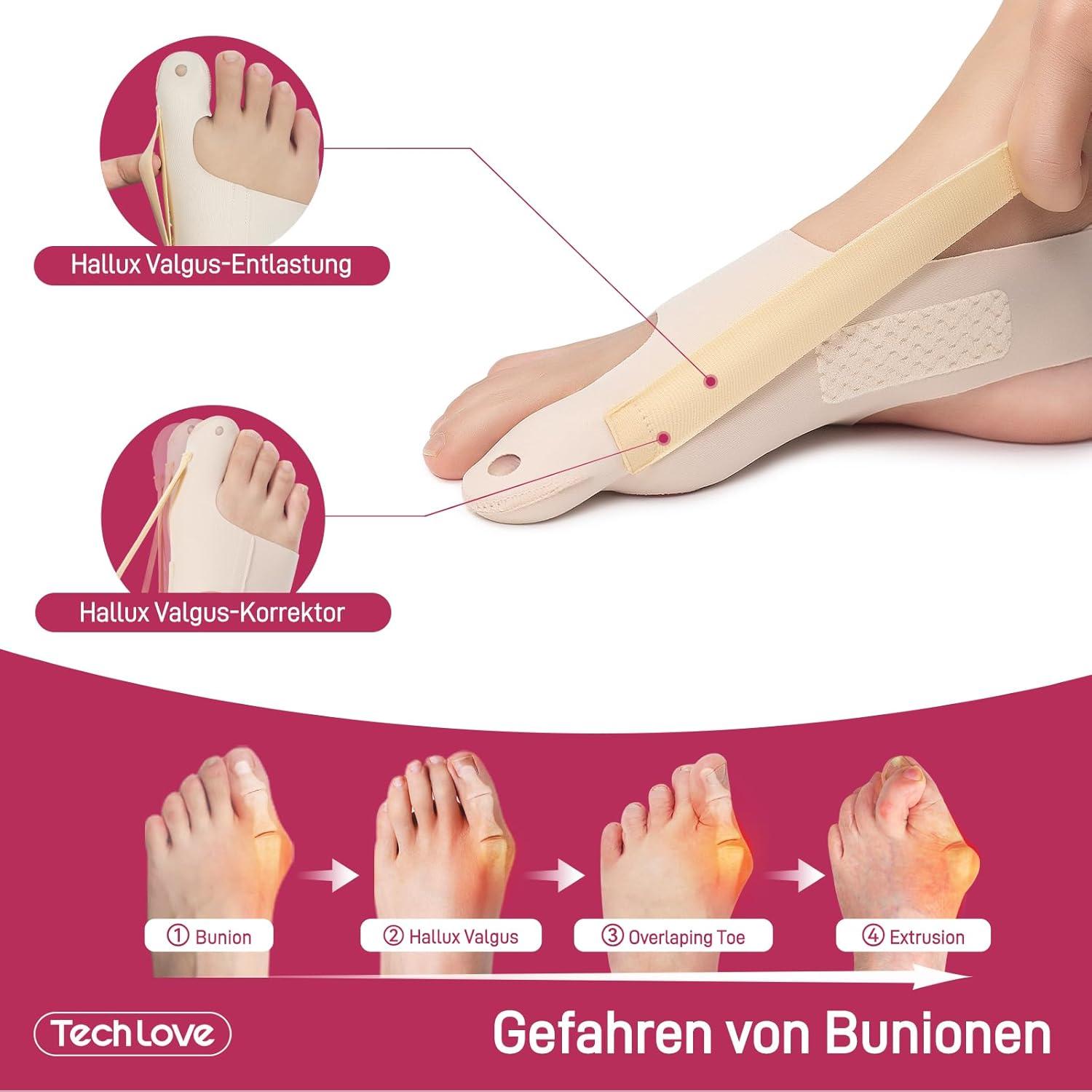 Tech Love Hallux Valgus Socks - Bunion Relief Non-Slip Heel Strap ...