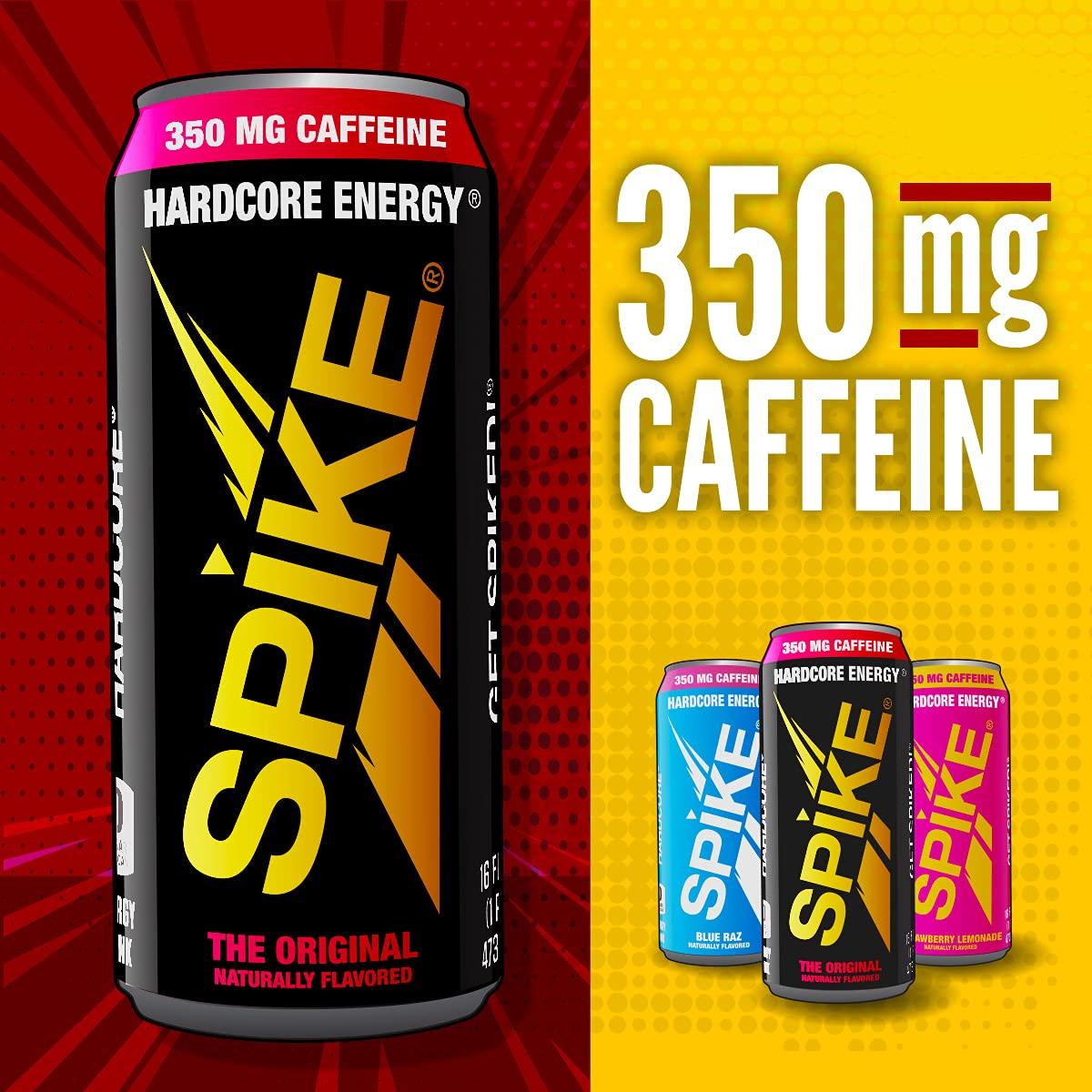 Spike Hardcore Energy Drink Original Flavor - 350 mg Caffeine 800 mg ...