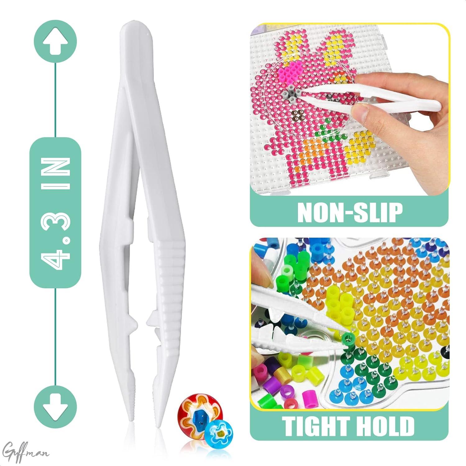 20-Pack 4.3-Inch Plastic Bead Tweezers - White Craft Forceps for Kids ...