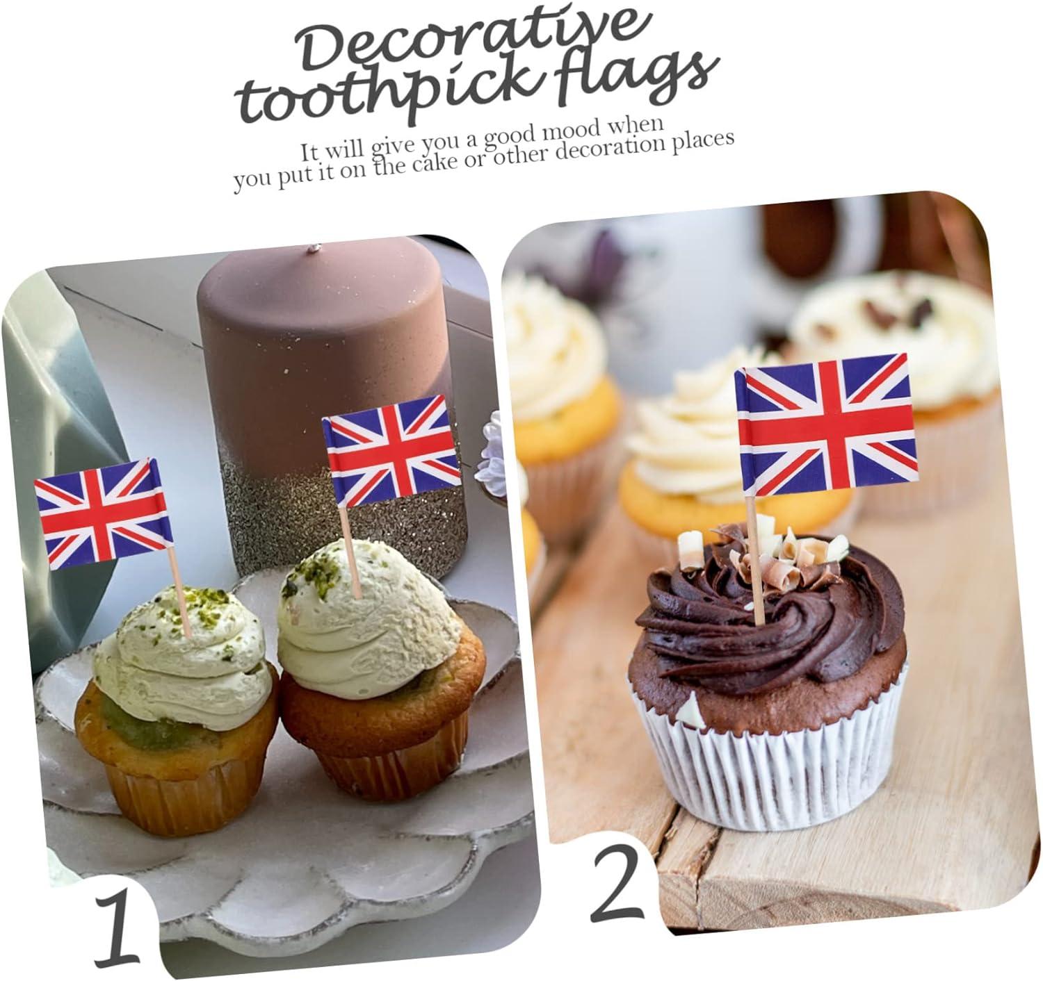 Zerodeko 200pcs Toothpick Cake Insert American Flag Toothpicks Britain ...