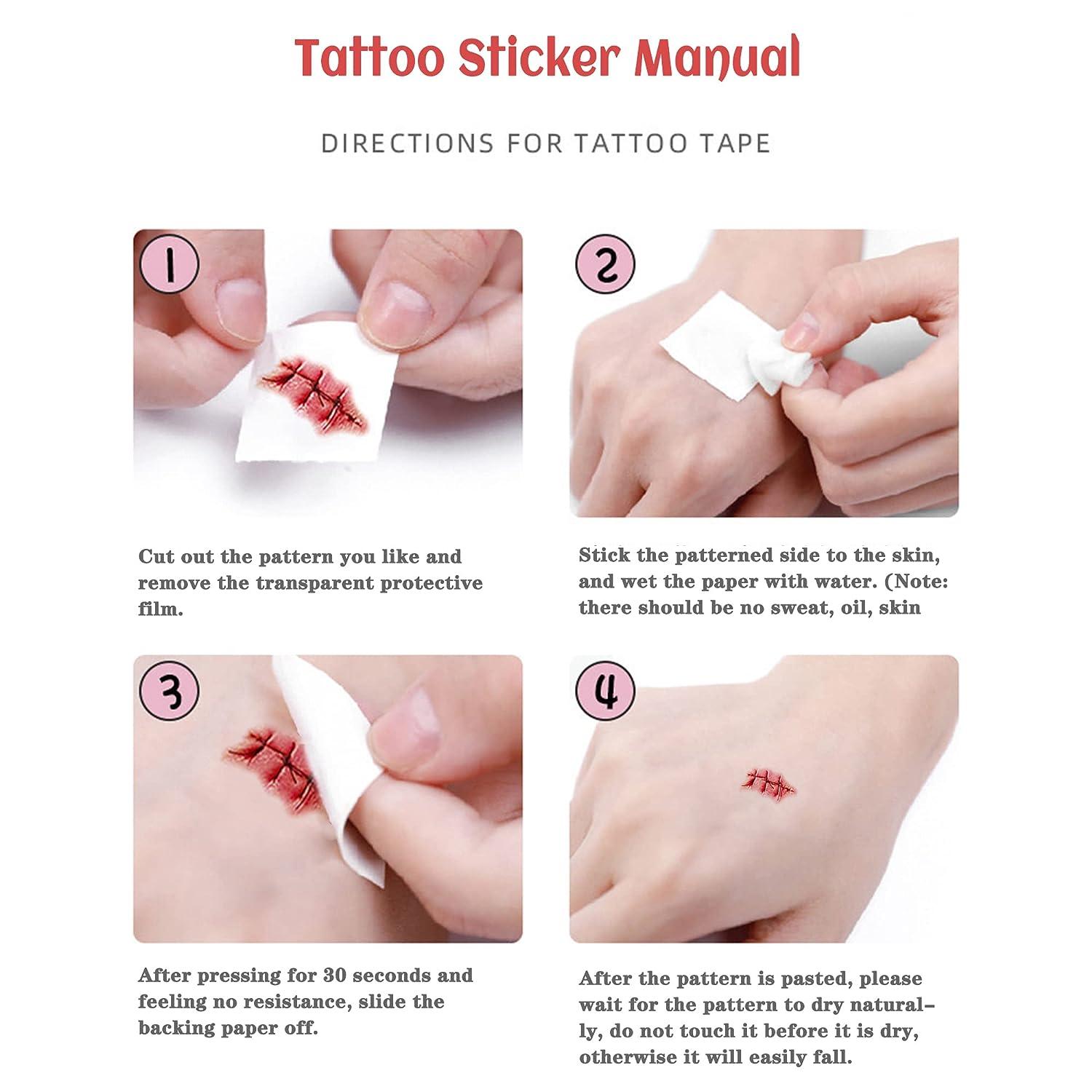 Goldshire 75PCS Halloween Temporary Tattoo Face Scar Sticker Realistic ...