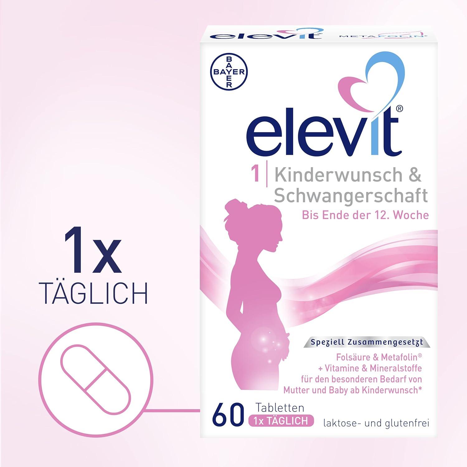 Elevit 1 Folic Acid High-Dose - 60 Tablets for Pregnancy & Baby ...